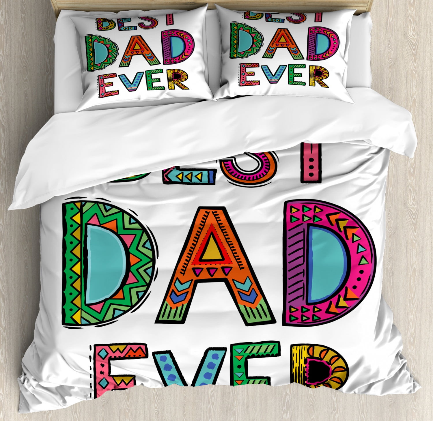 Saying Duvet Cover Set Queen Size, Happy Fathers Day Themed Best Dad ...