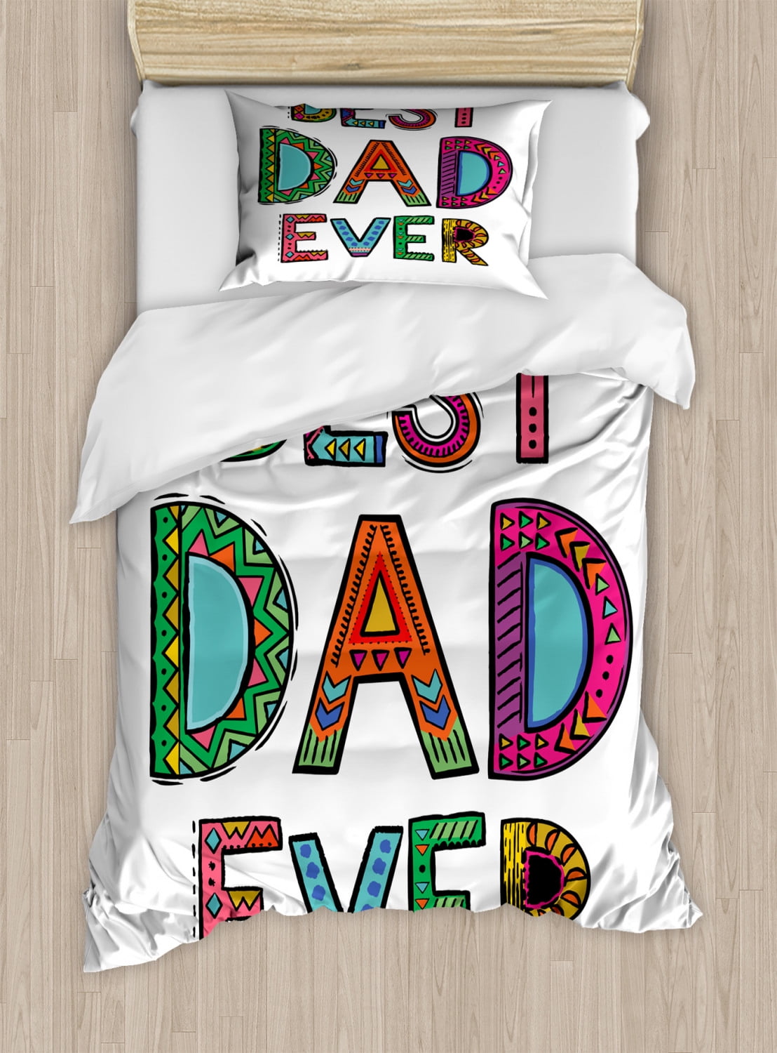 Saying Duvet Cover Set Twin Size, Happy Fathers Day Themed Best Dad ...