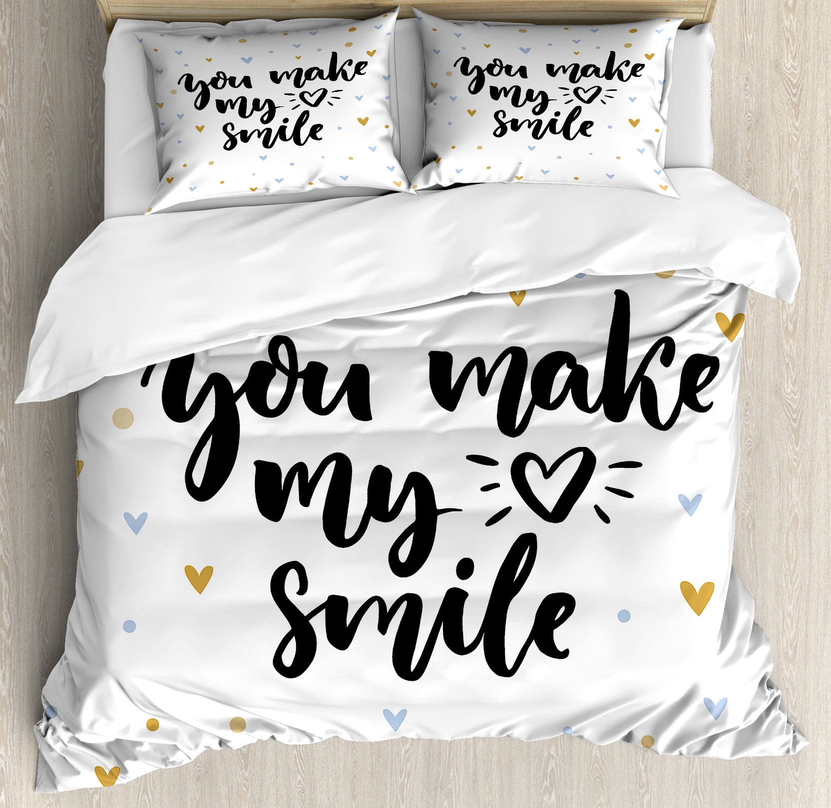 Saying Duvet Cover Sets, You Make My Heart Smile Lettering Shapes Love ...