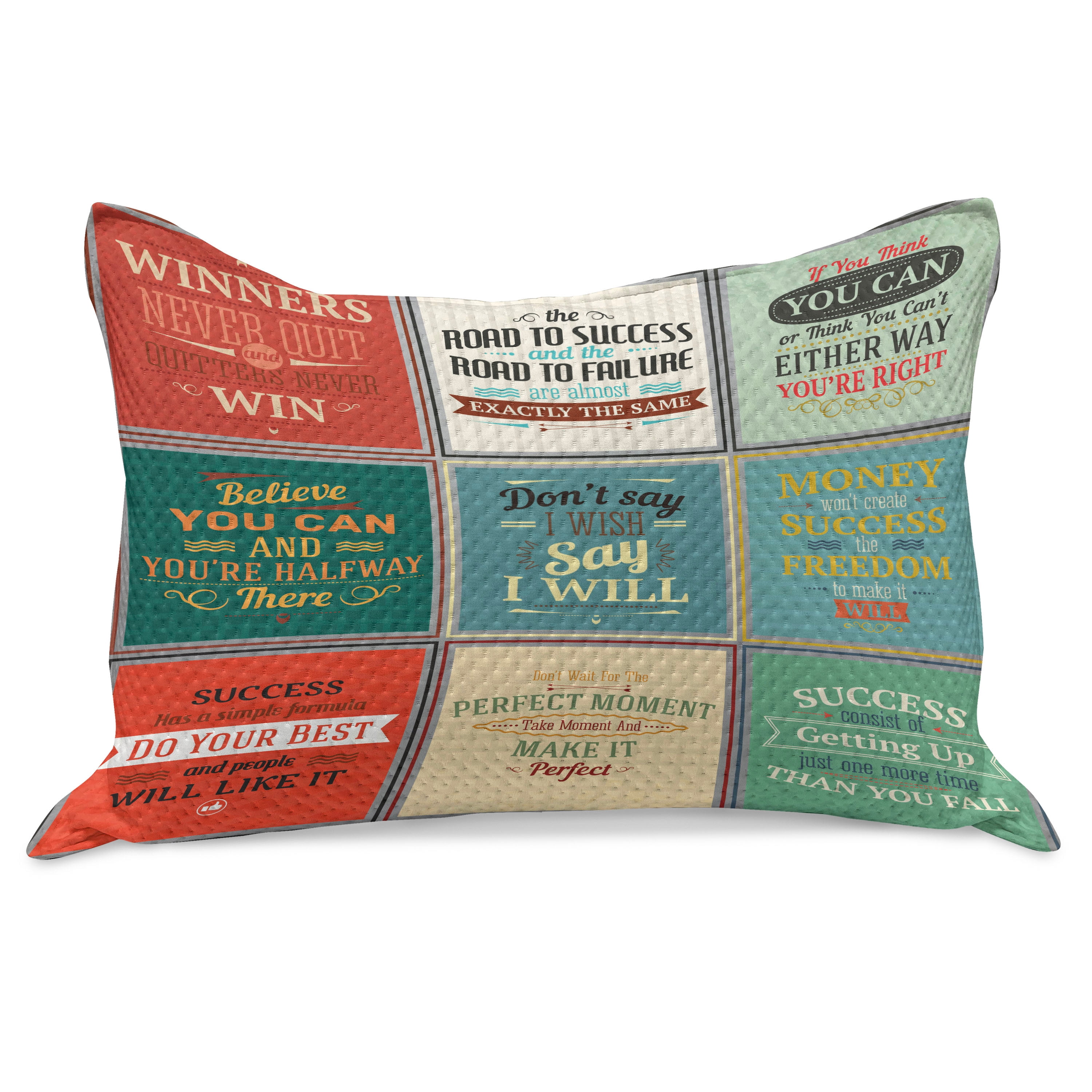 Saying Knitted Quilt Pillowcover, Illustration of Uplifting Messages ...