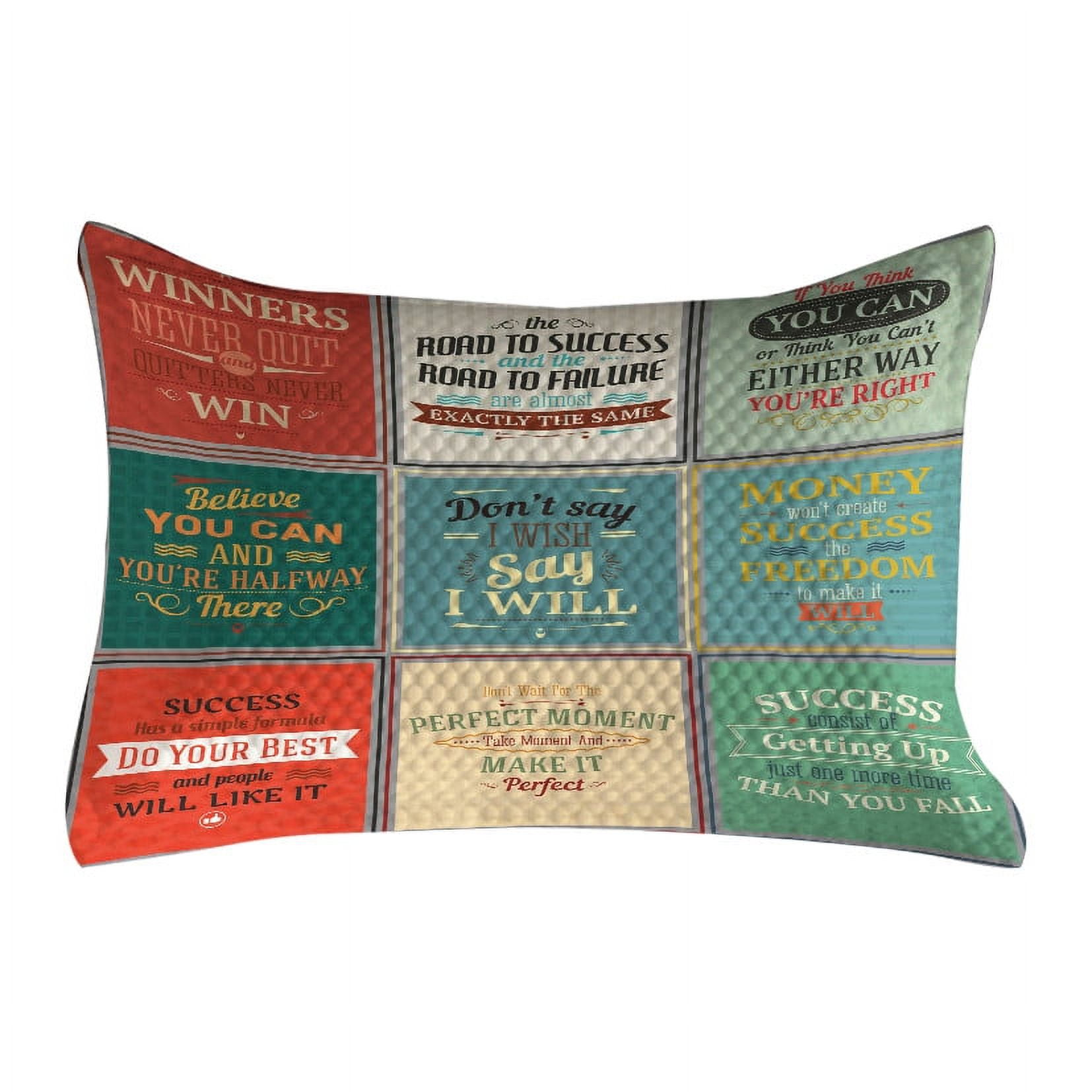 Saying Quilted Pillowcover, Illustration of Uplifting Messages Words ...