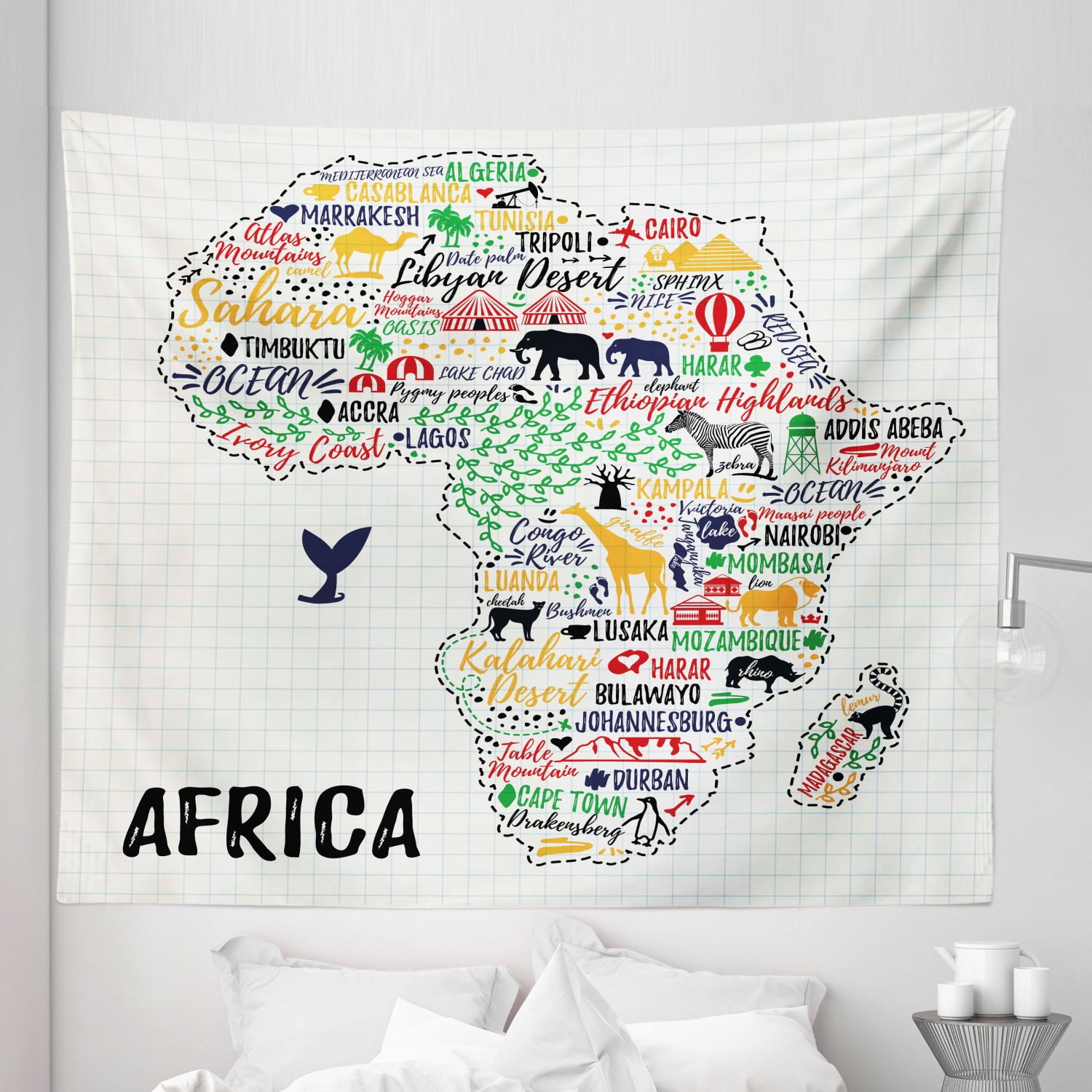 Saying Tapestry, Colorful Lettering of Countries in Continent with ...