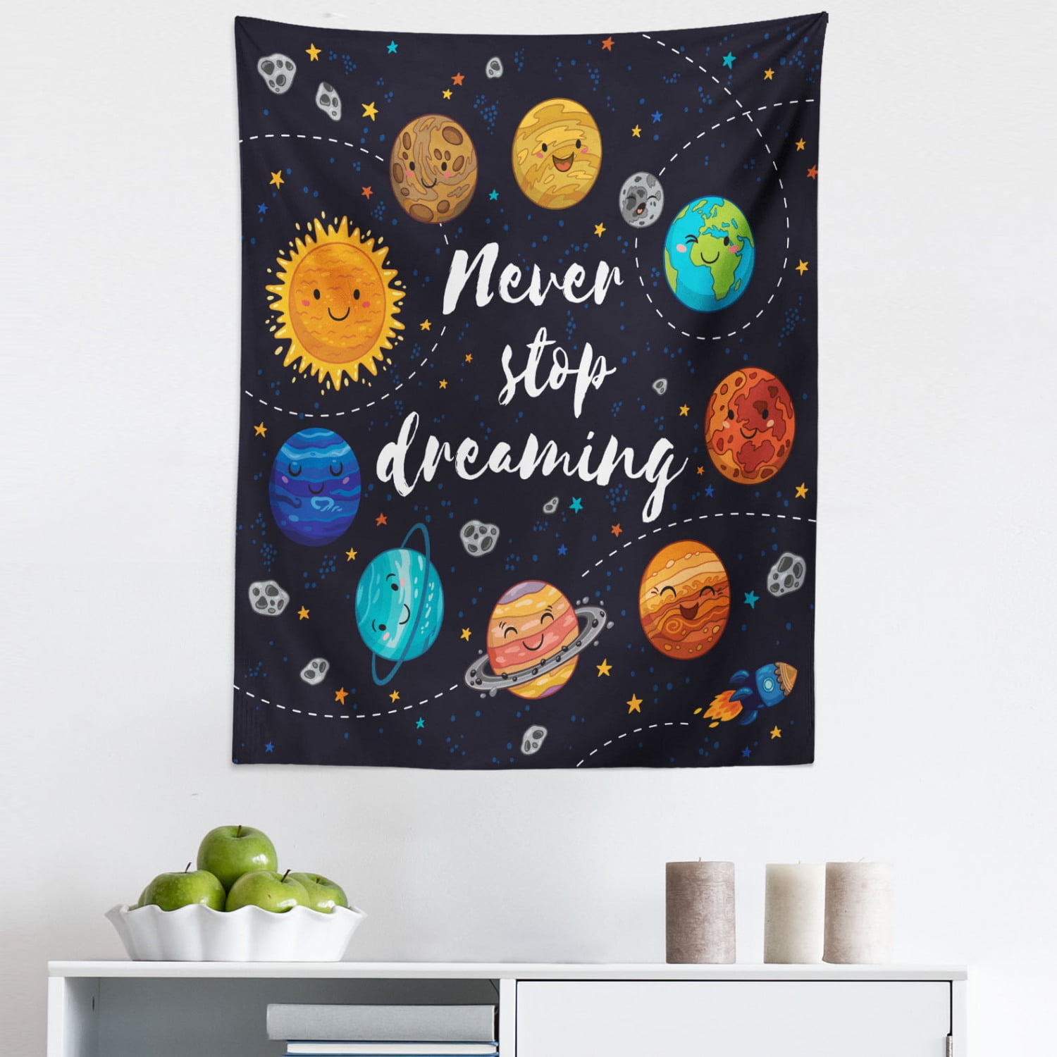 Saying Tapestry, Outer Space Planets Star Cluster Solar System Moon ...