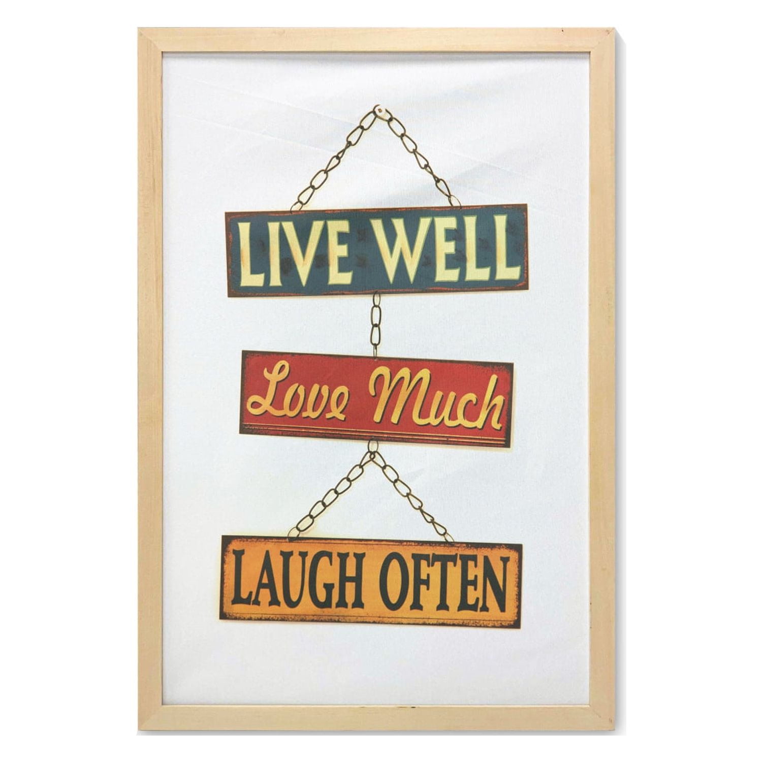 Saying Wall Art with Frame, Live Well Love Much Laugh Often Words Rusty ...