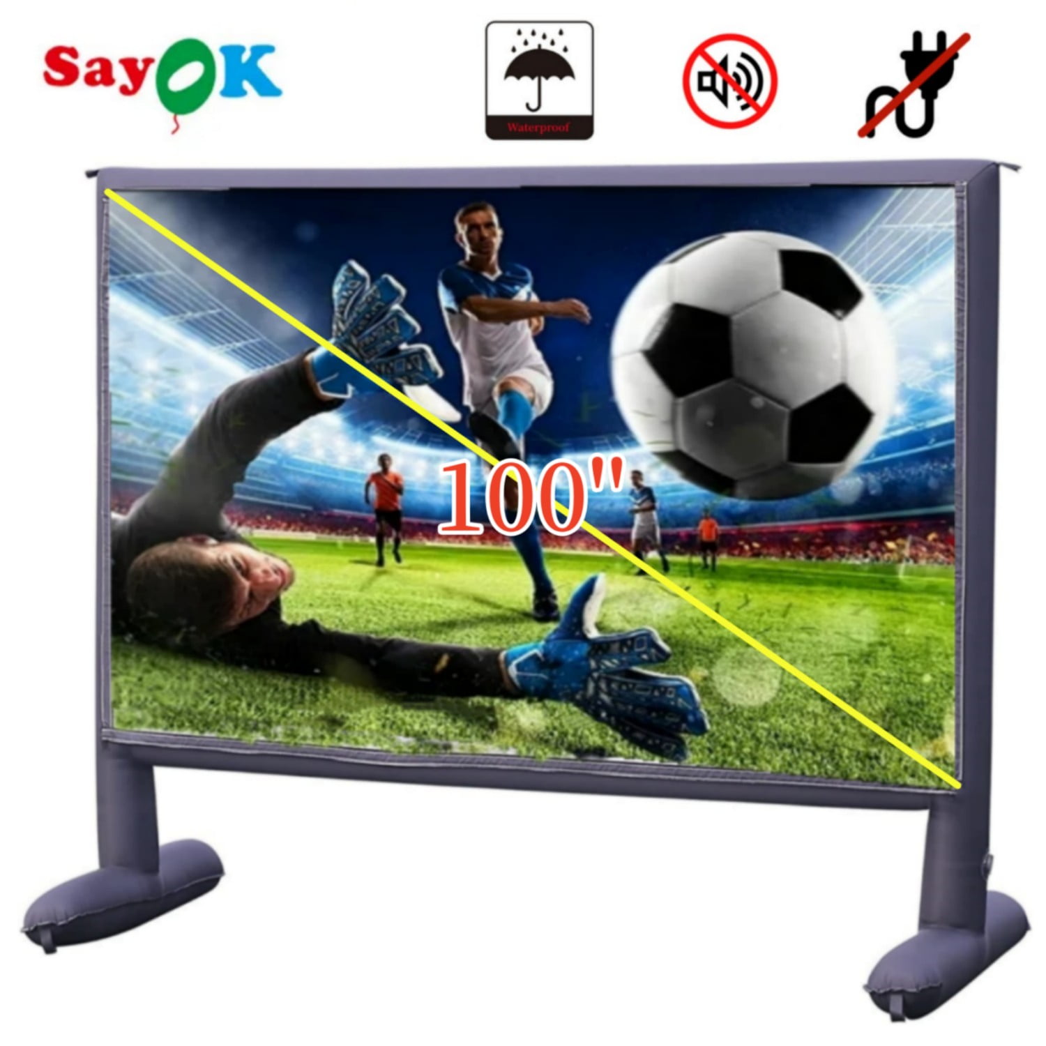 Sayok 100inch Airtight Movie Projector Screen No Blower Noise Indoor ...