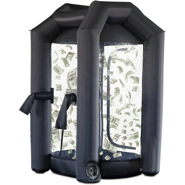 Sayok 4.9x4.9x8.2ft Inflatable Cash Cube Booth with Blowers Black Money ...