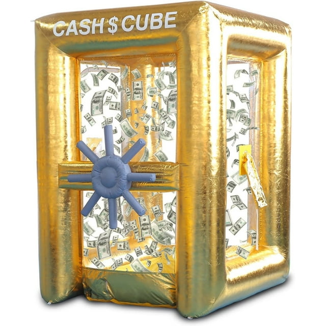Sayok 5.9x8.2ft Inflatable Cash Cube Booth (Gold, without Blower), Inflatable Money Grab Machine ...