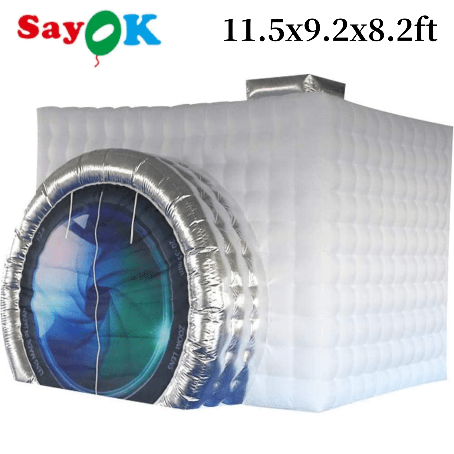 Sayok Inflatable Lighting Photo Booth Enclosure 11.5ft White Silver ...