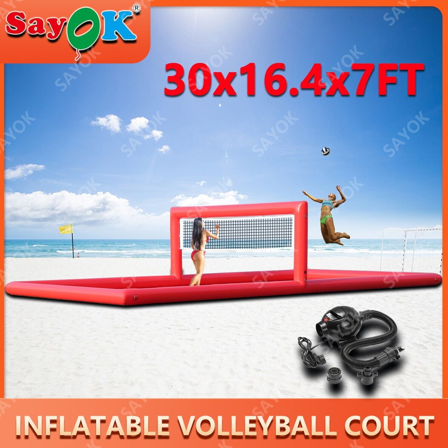Sayok 33 ft Inflatable Volleyball Court with Net and Australia | Ubuy