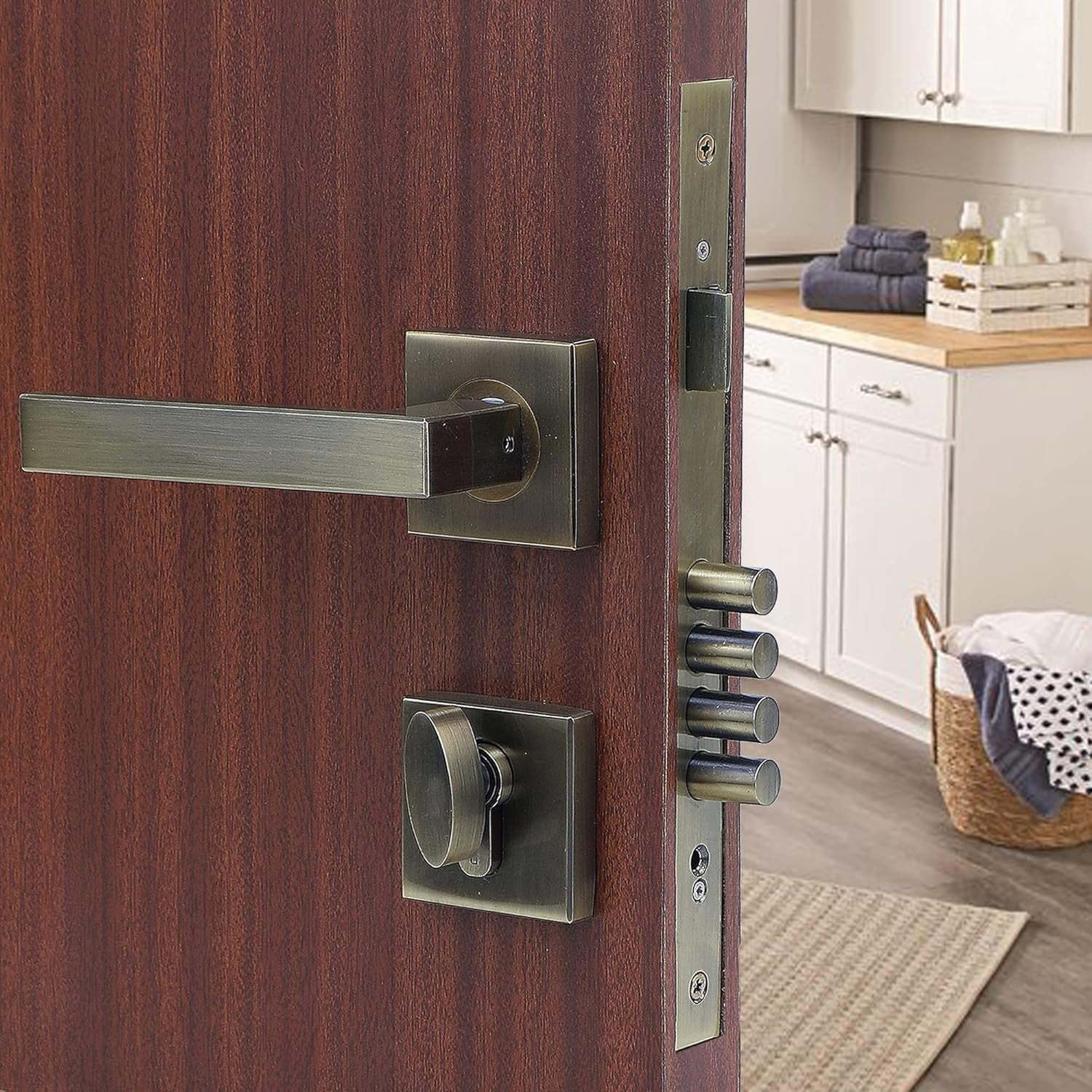 Saze Premium Rose Mortise Door Lock Handle Set Mortise Lock with Brass ...