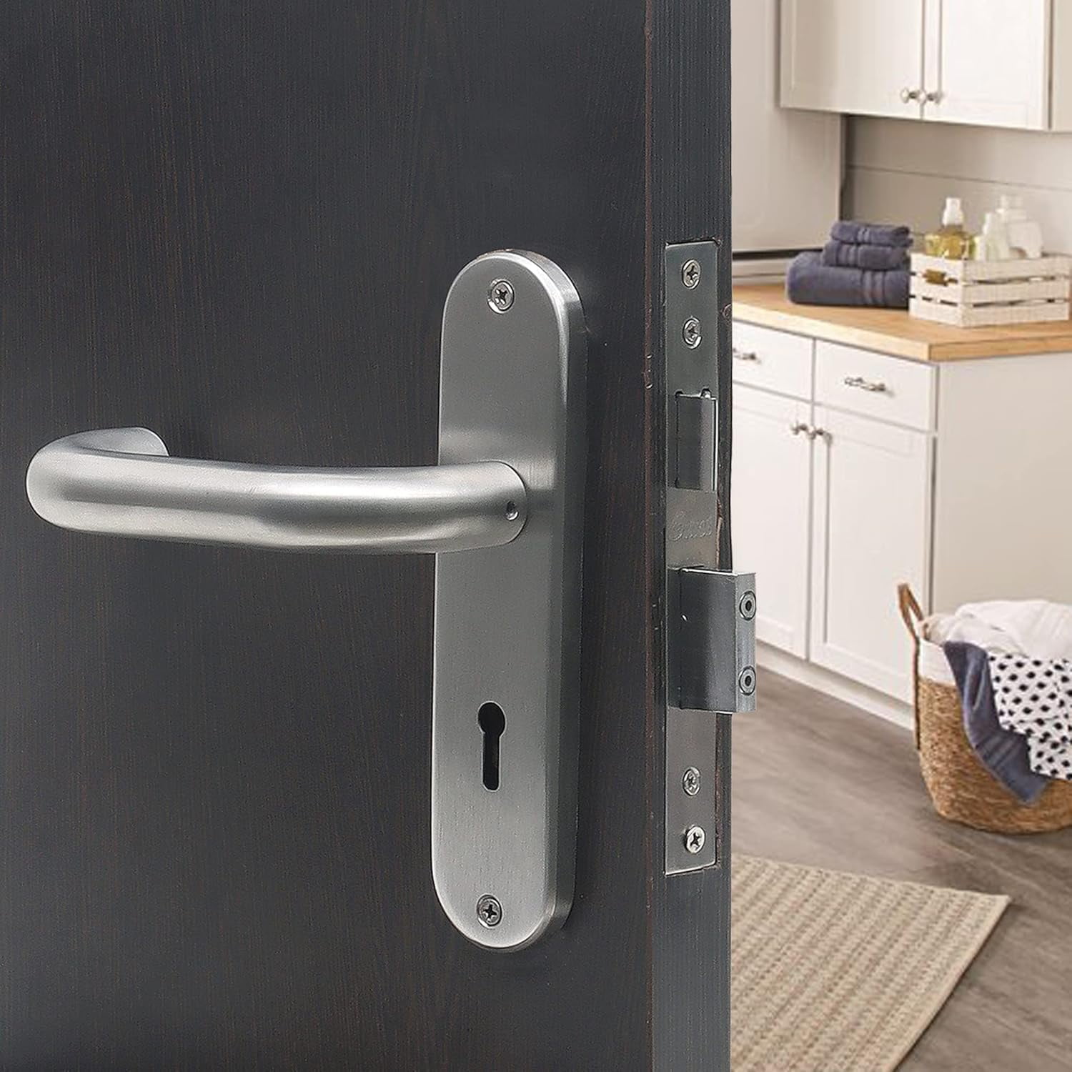 Saze Premium Round 8 Ky Plate Mortise Door Lock Handle Set Mortise Lock ...