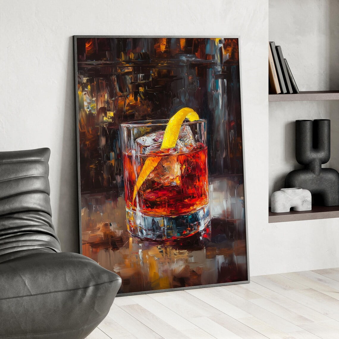 Sazerac Cocktail With Lemon Peel Whiskey Glass Unique Man Cave Decor ...