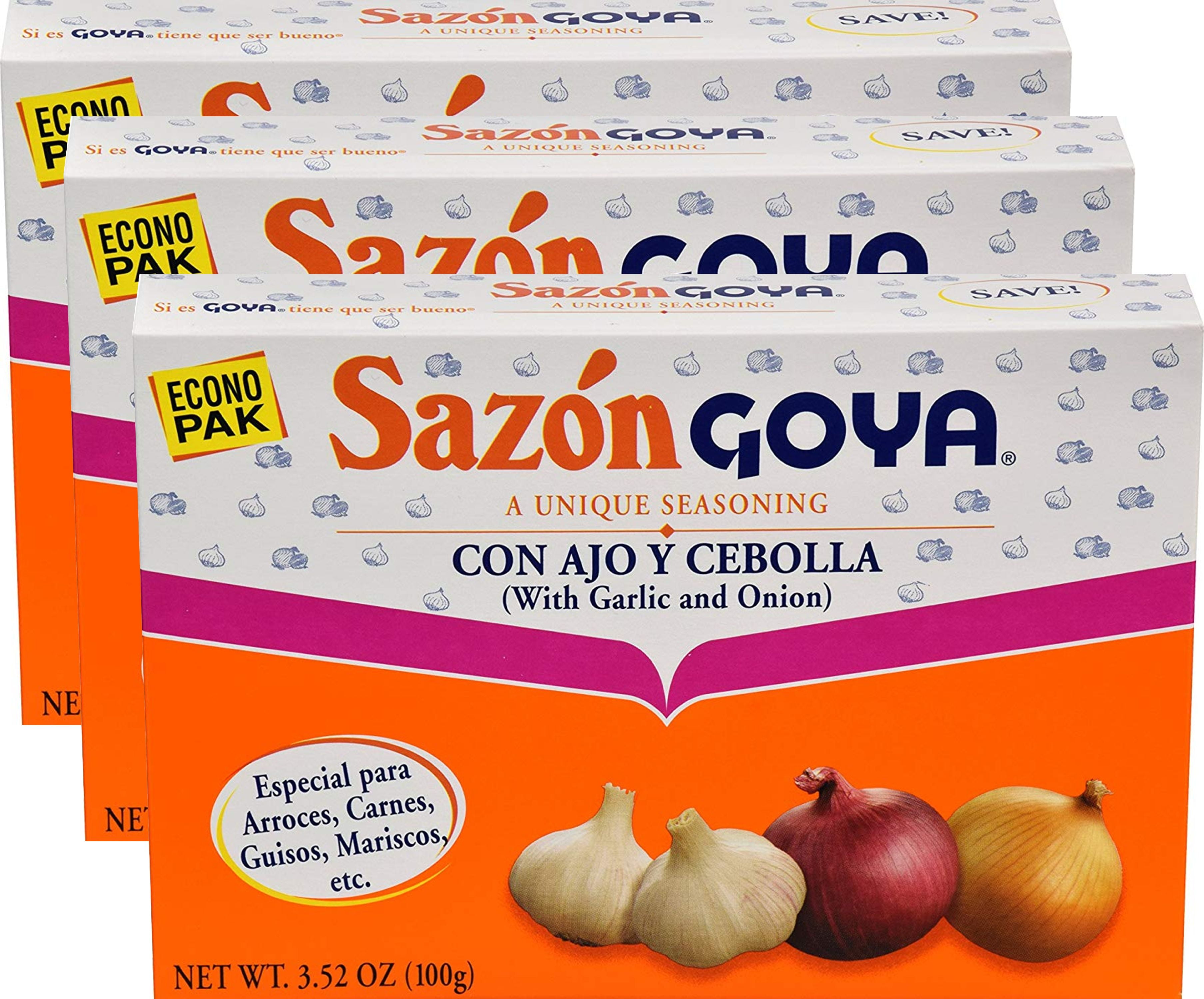 Goya Sazon with Garlic and Onion, Flavor Booster for Cooking, 3.52 oz ...