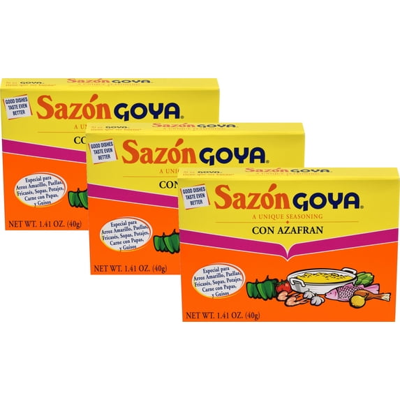 Goya Sazon Seasoning with Saffron (Azafran) 1.41 oz, Pack of 3 for ...