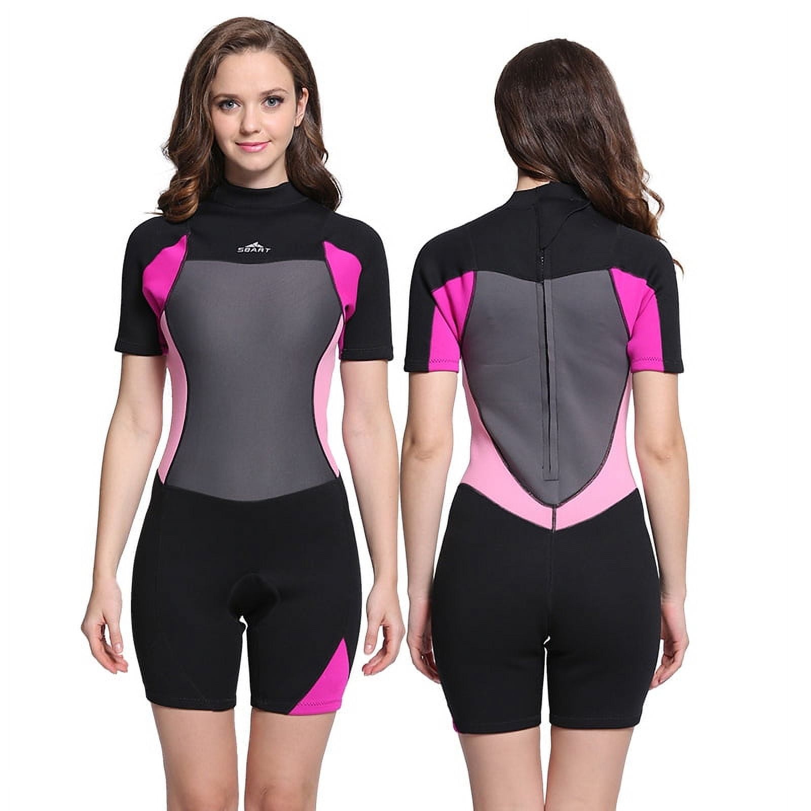Sbart Womens 2mm neoprene Shorty Wetsuit, Diving Suit Front Zip Wetsuit ...