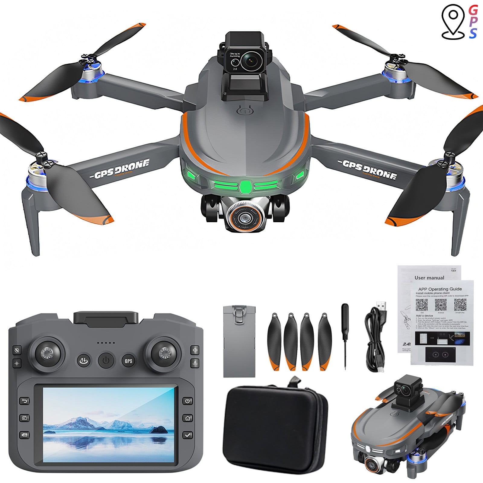 Sbnonk GPS Drone with Screen Remote Control Brushless Motor and Cool ...