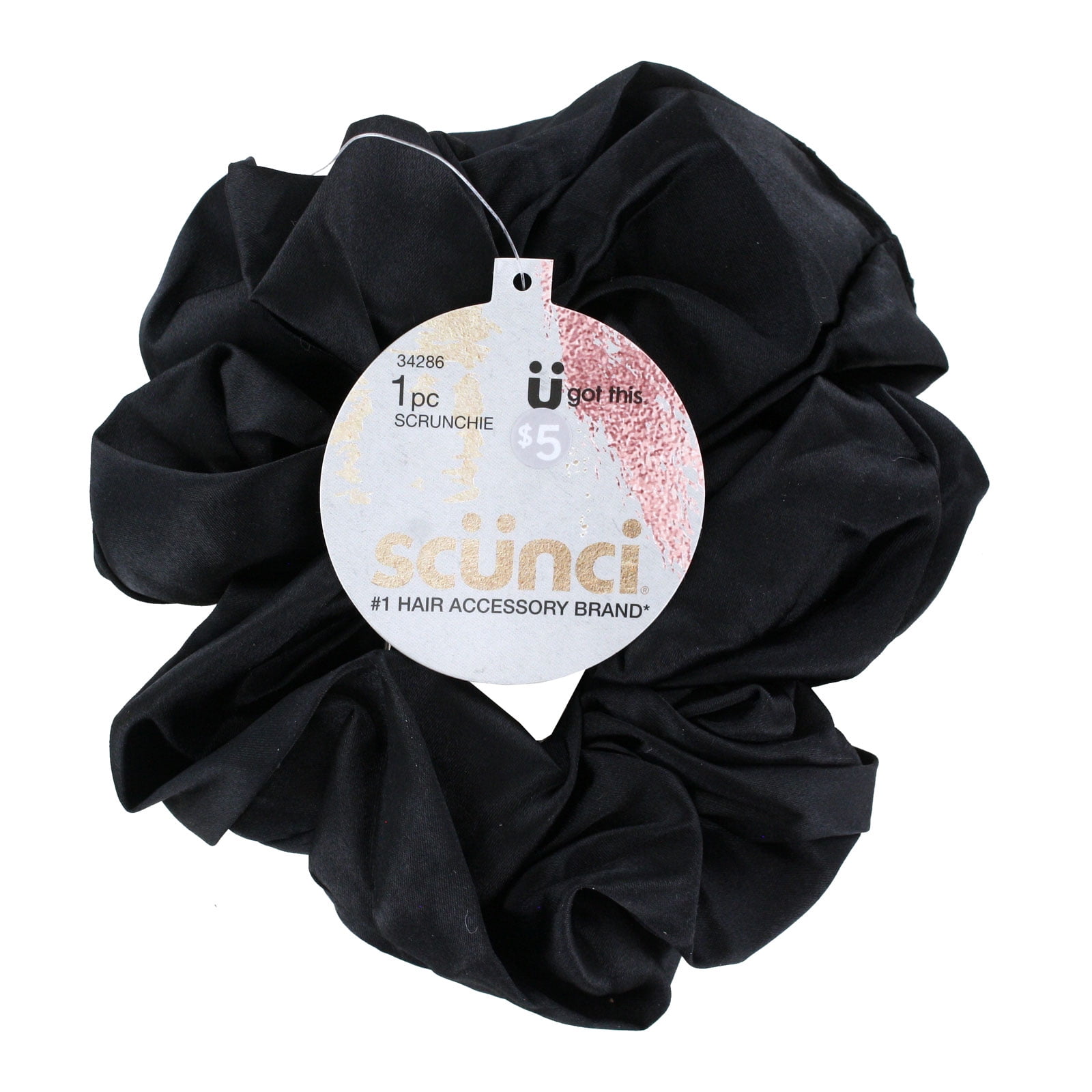 Scünci The Original Scrunchie Jumbo Size in Washable Black Nylon Silk ...
