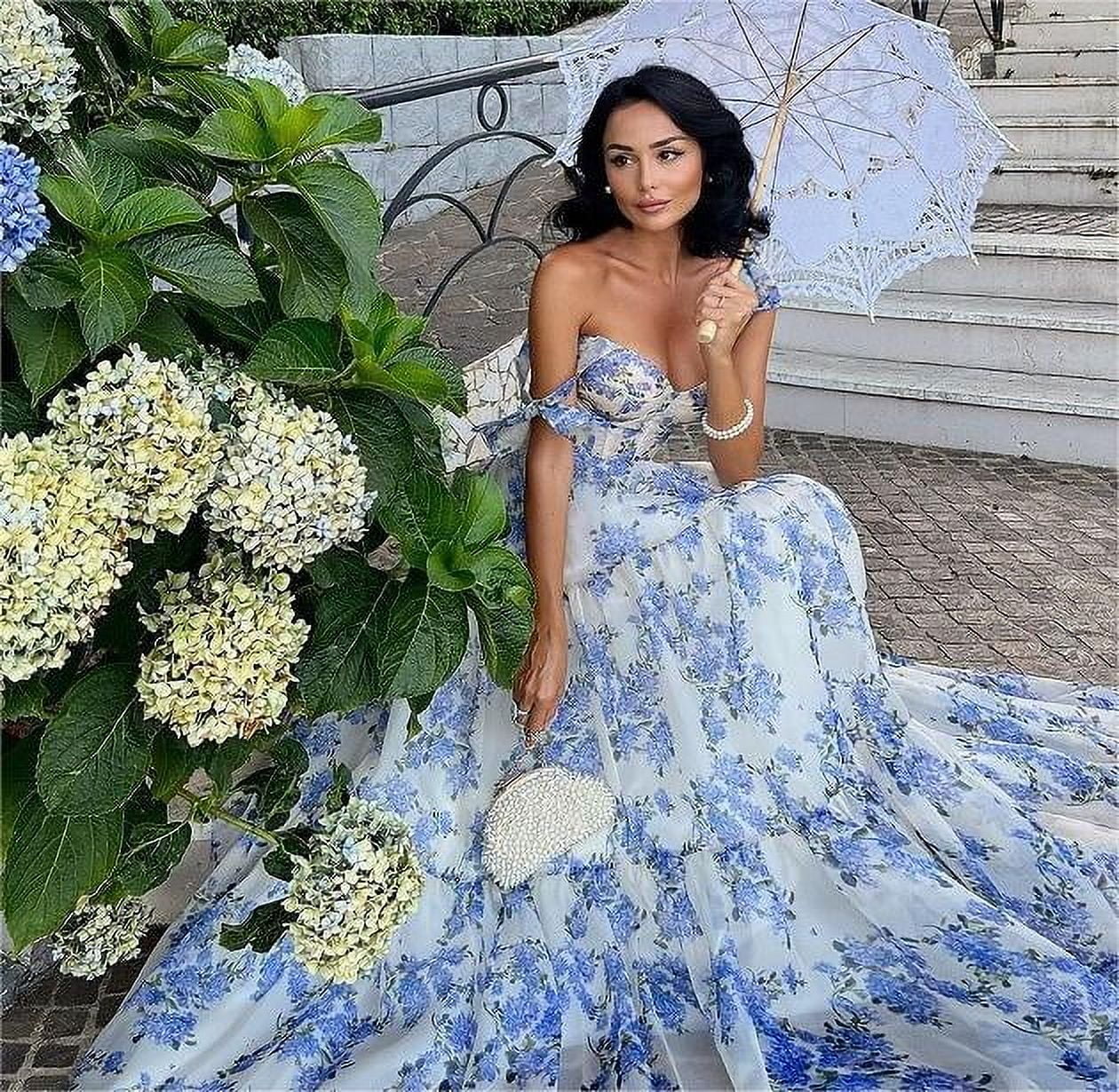 Scacto Summer Bohemian Floral Dresses for Women Spaghetti Straps Maxi Dress Casual Flowy Dresses ...