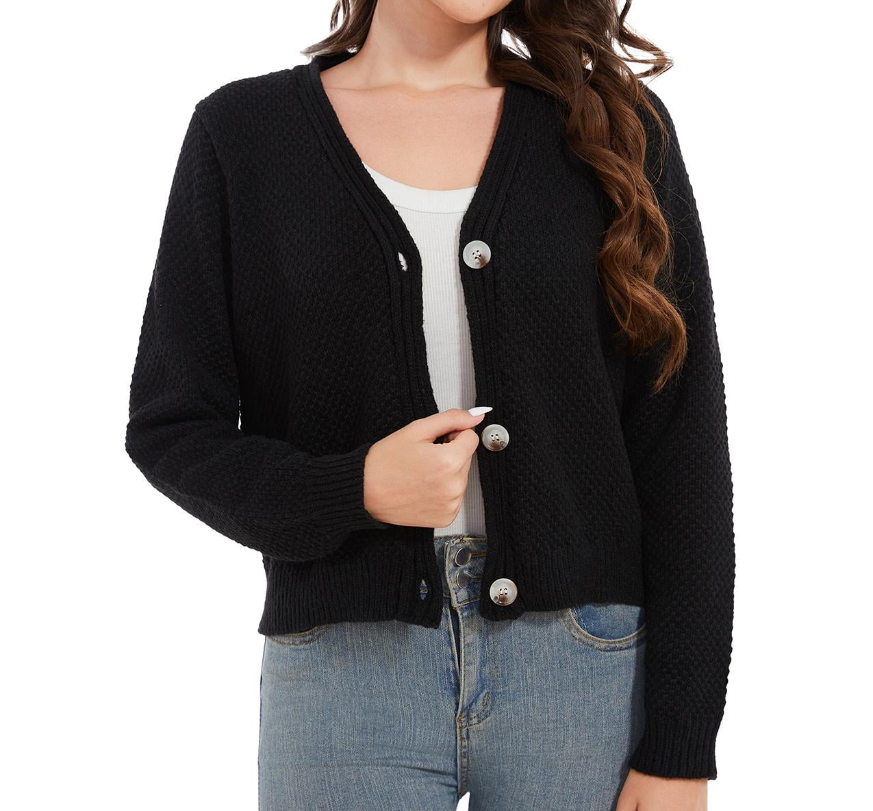 Scacto Women's Cardigan Sweaters Open Front Long Sleeve Button Down ...