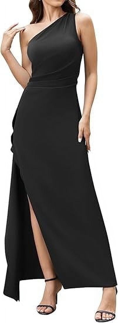 Scacto Women's Sexy One Shoulder Satin High Split Cocktail Wedding Party Maxi Dress - Walmart.com