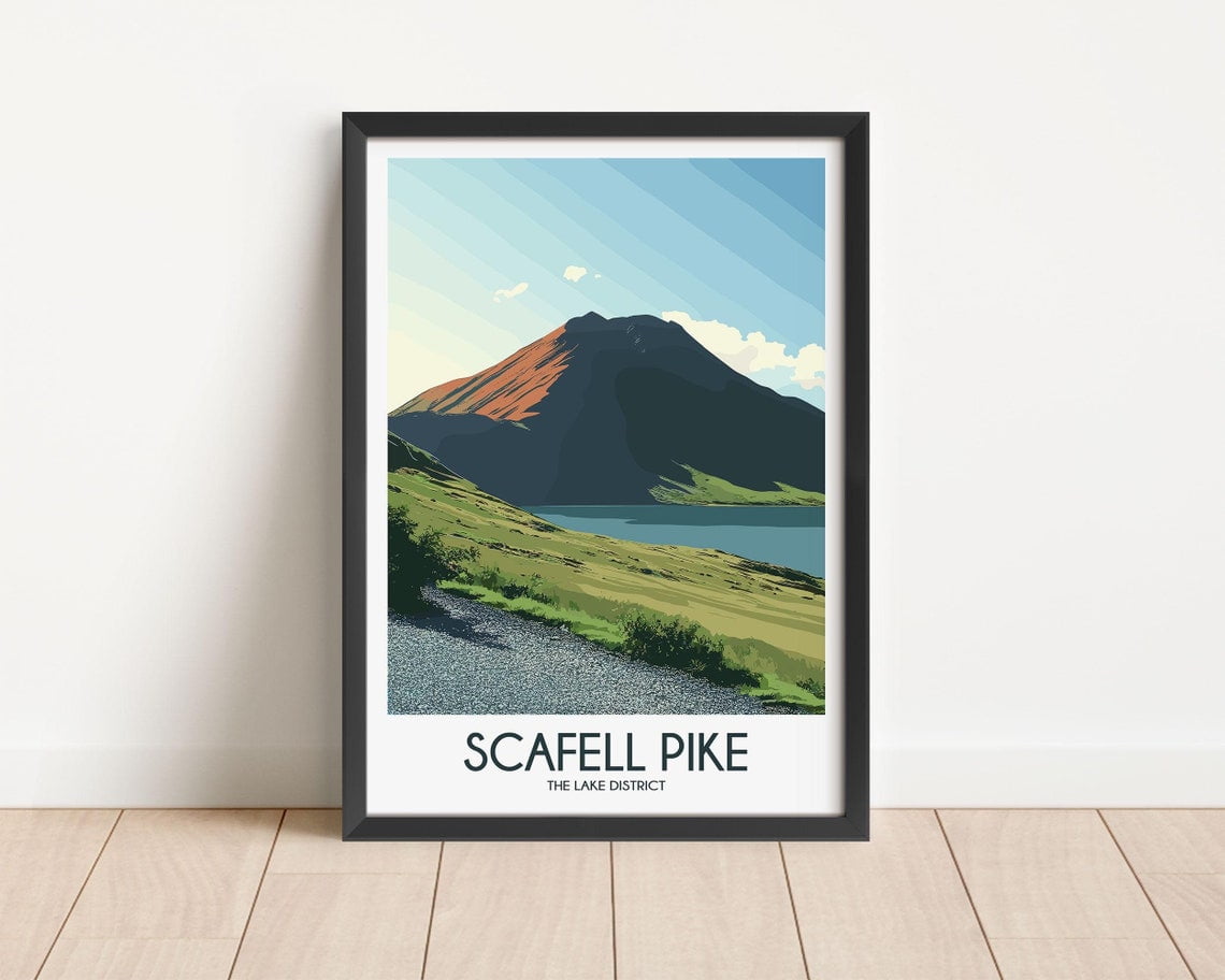 Scafell Pike Poster Lake District Scenic Mountain Art Print, Stretched ...