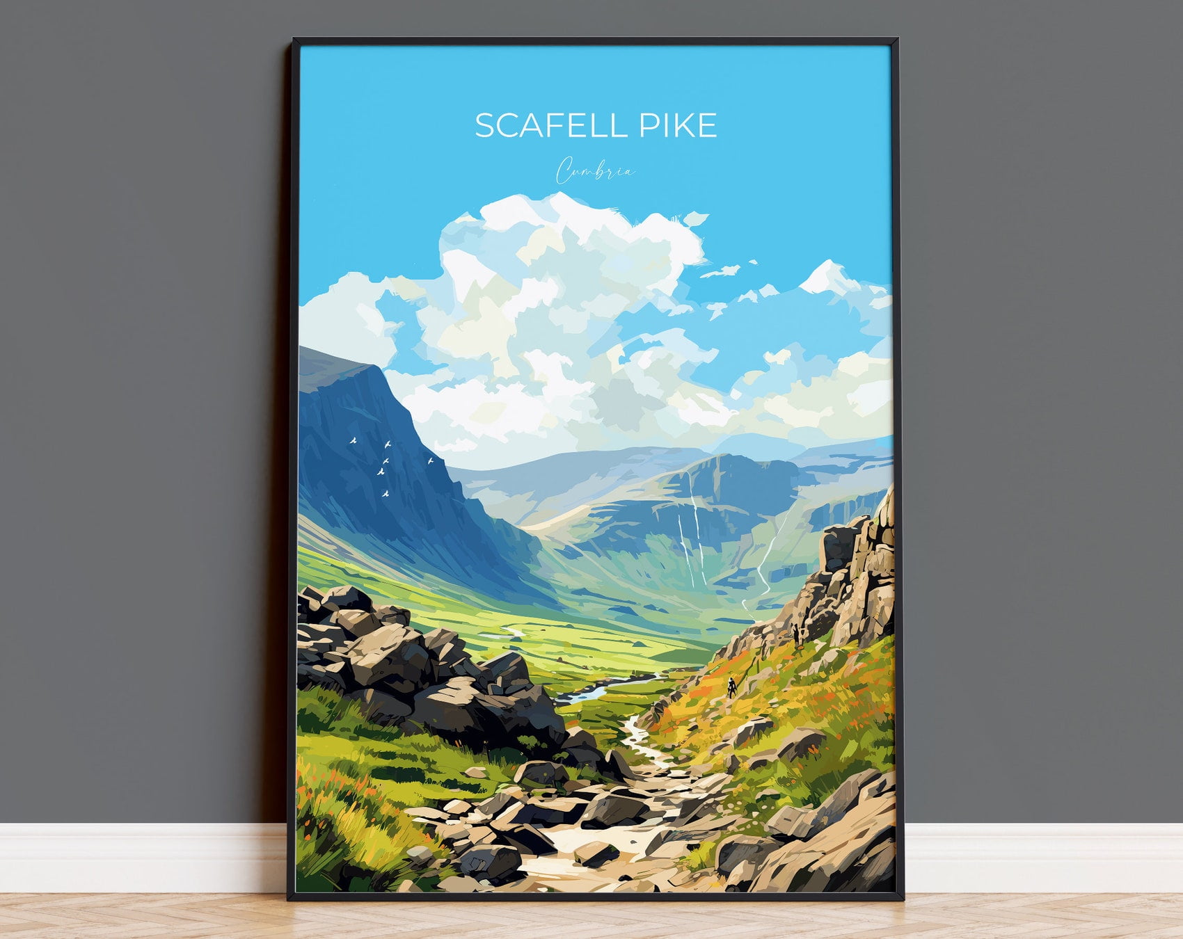 Scafell Pike Print, Scafell Pike Travel Poster, England, Cumbria Art ...