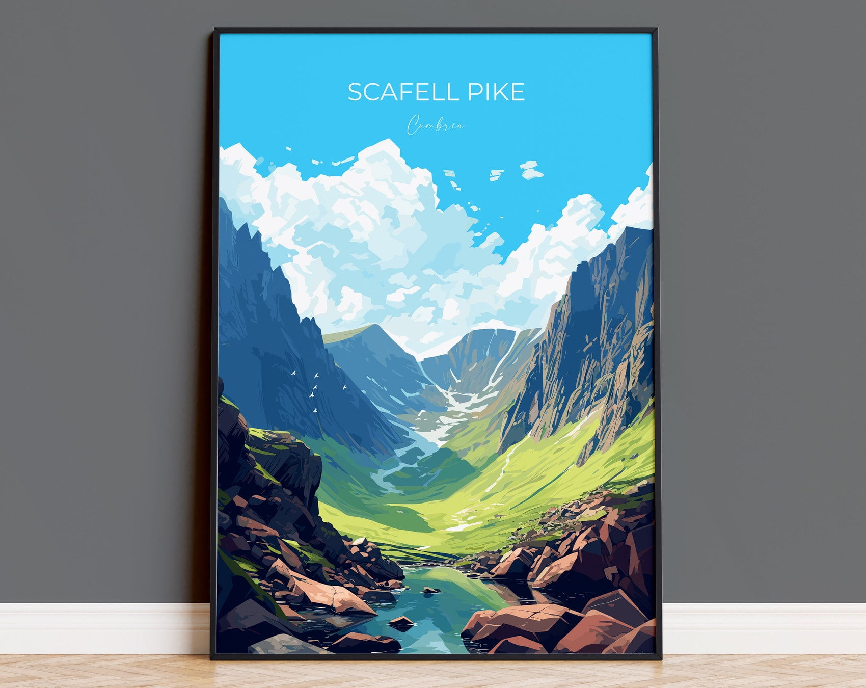 Scafell Pike Travel Poster, Scafell Pike Travel Print, England, Cumbria ...