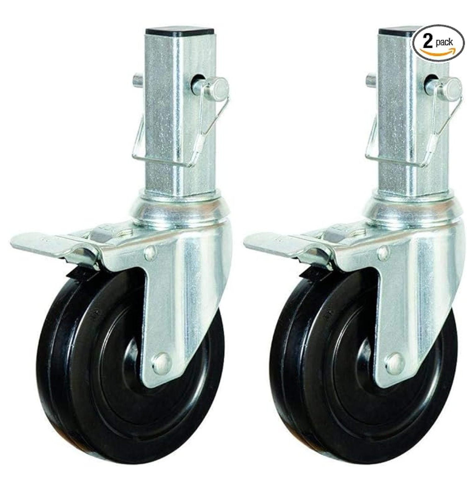 Scaffold Wheels 2PCS 5 inch Heavy Duty Locking Casters for Baker Scaffold, 6ft Rolling Tower ...