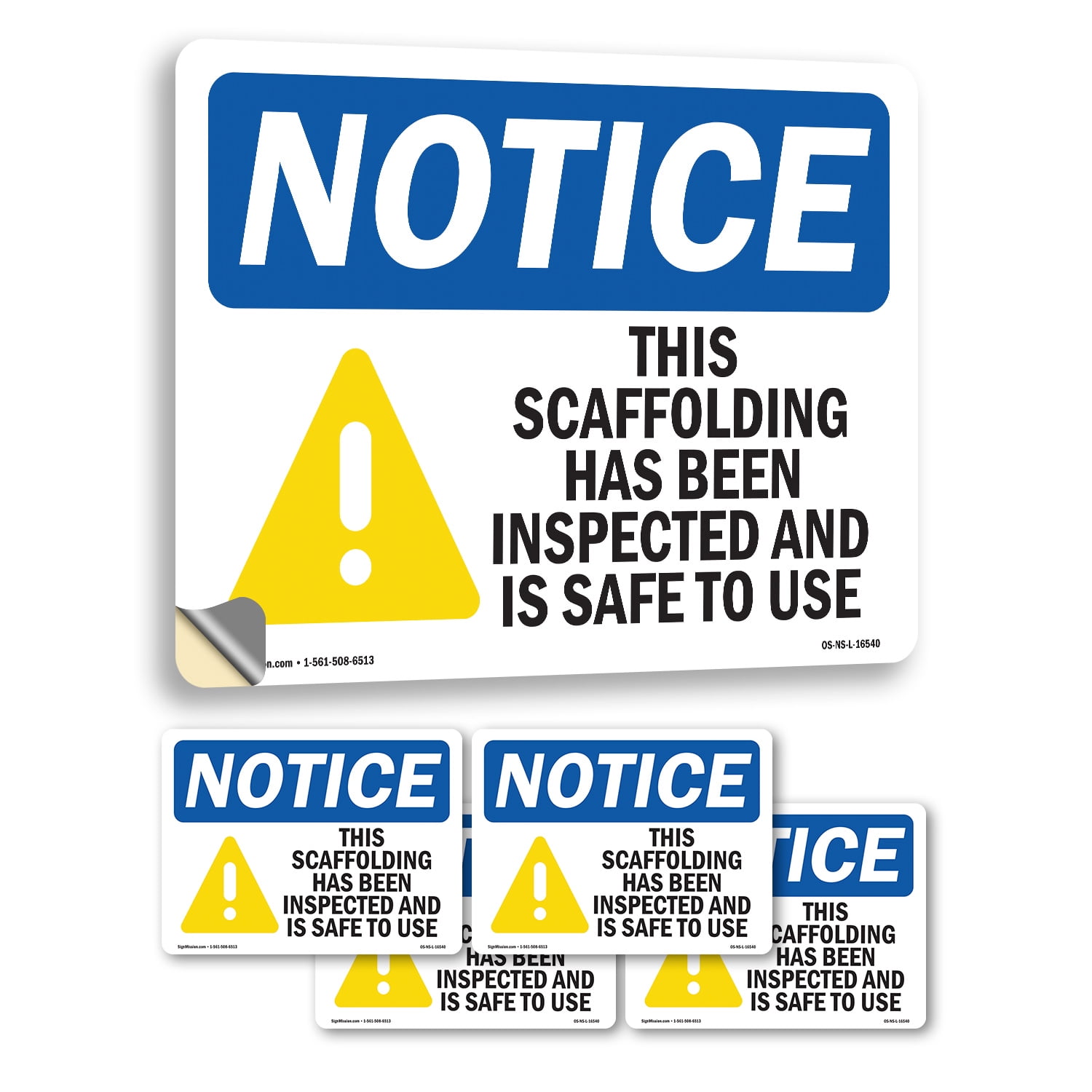 Scaffolding Has Been Inspected Safe To Use OSHA Notice Vinyl Decal ...