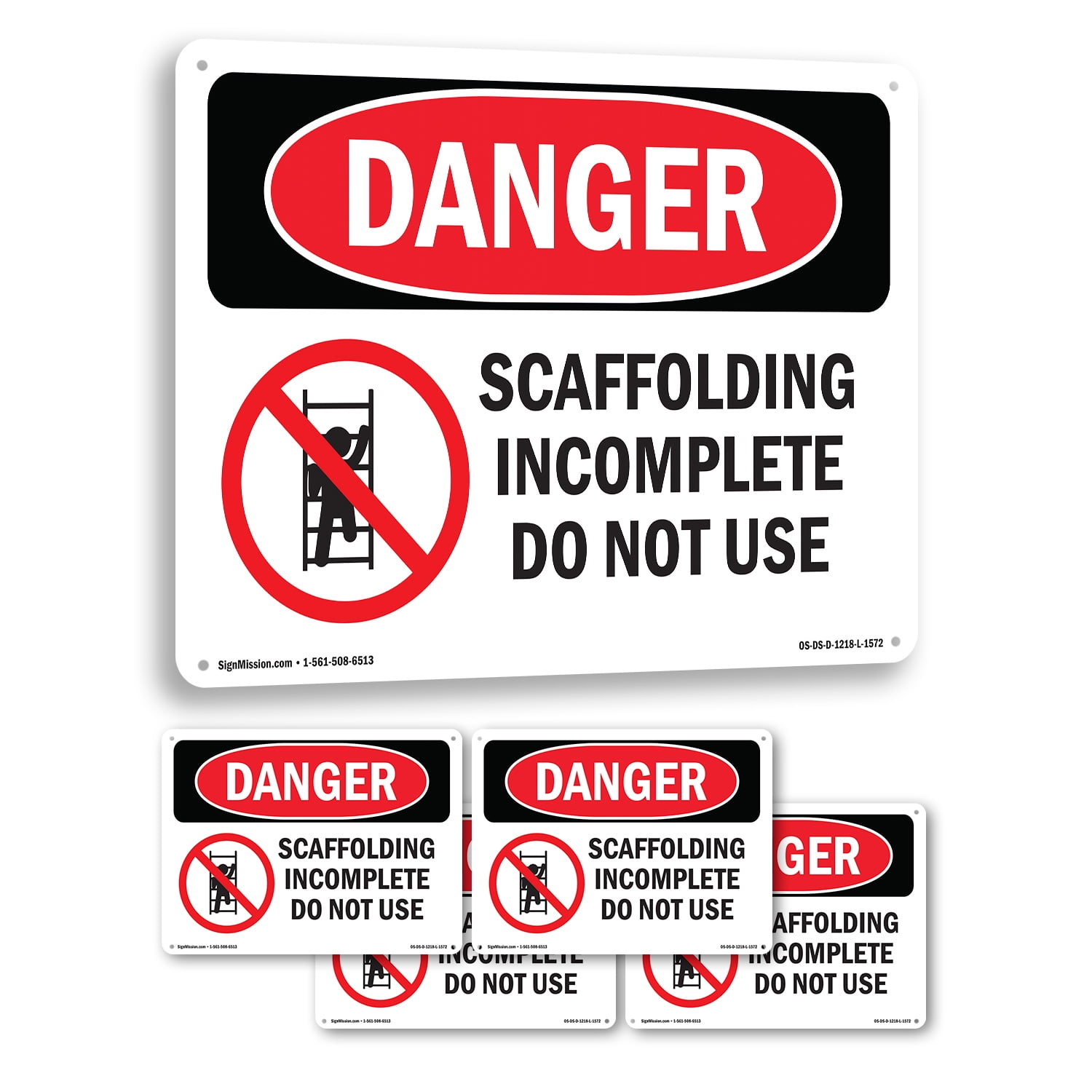 Scaffolding Incomplete Do Not Use OSHA Danger Rigid Plastic Sign 24 ...