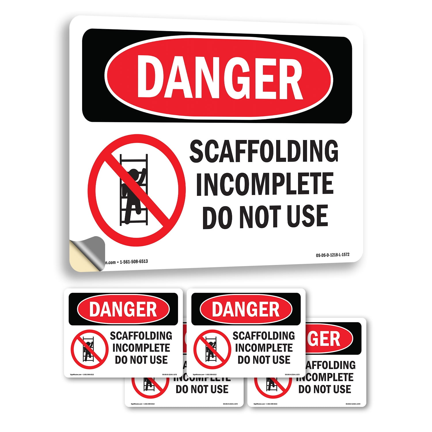 Scaffolding Incomplete Do Not Use OSHA Danger Vinyl Decal Label 10 Inch ...