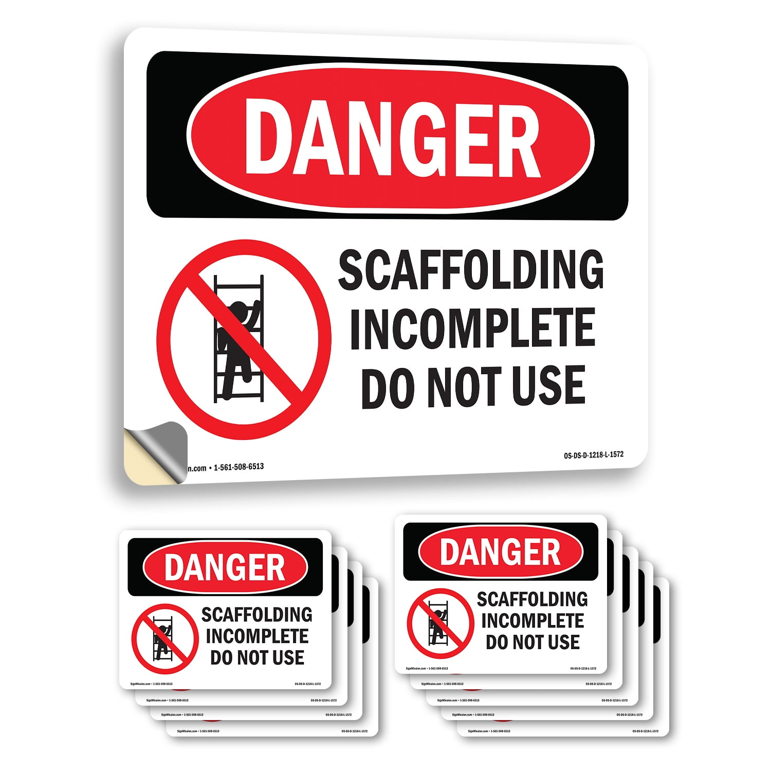 Scaffolding Incomplete Do Not Use OSHA Danger Vinyl Decal Label 18 Inch ...