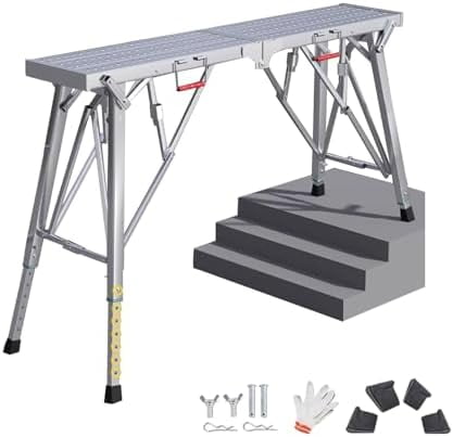 Scaffolding Platform Adjustable Height, Folding Work Platform, Aluminum ...