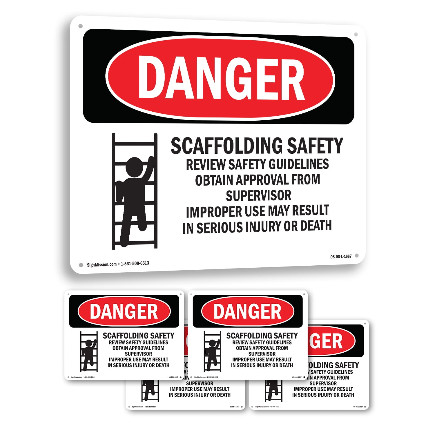 Scaffolding Safety Review Guidelines OSHA Danger Aluminum Sign 24 Inch ...