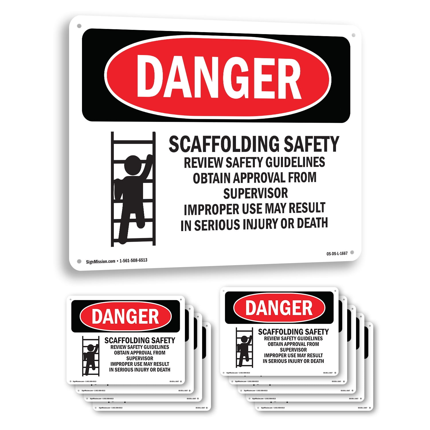 Scaffolding Safety Review Guidelines OSHA Danger Rigid Plastic Sign 14 ...