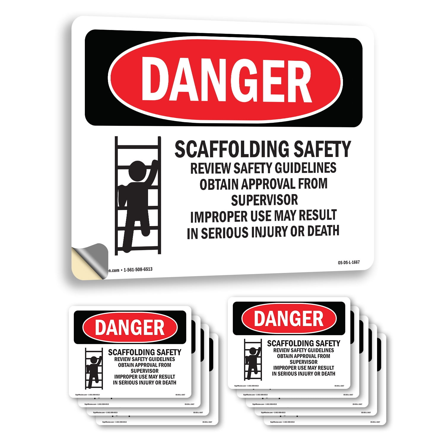Scaffolding Safety Review Guidelines OSHA Danger Vinyl Decal Label 14 ...
