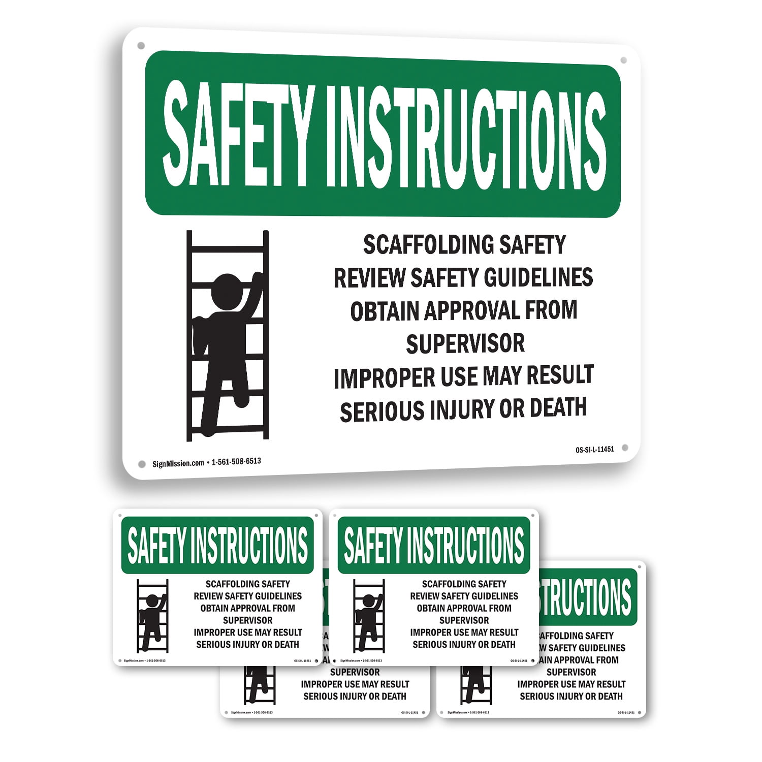 Scaffolding Safety Review With Symbol OSHA Safety Instructions Aluminum ...