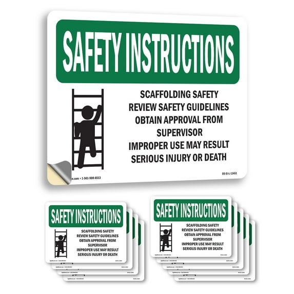 Scaffolding Safety Review With Symbol OSHA Safety Instructions Vinyl ...