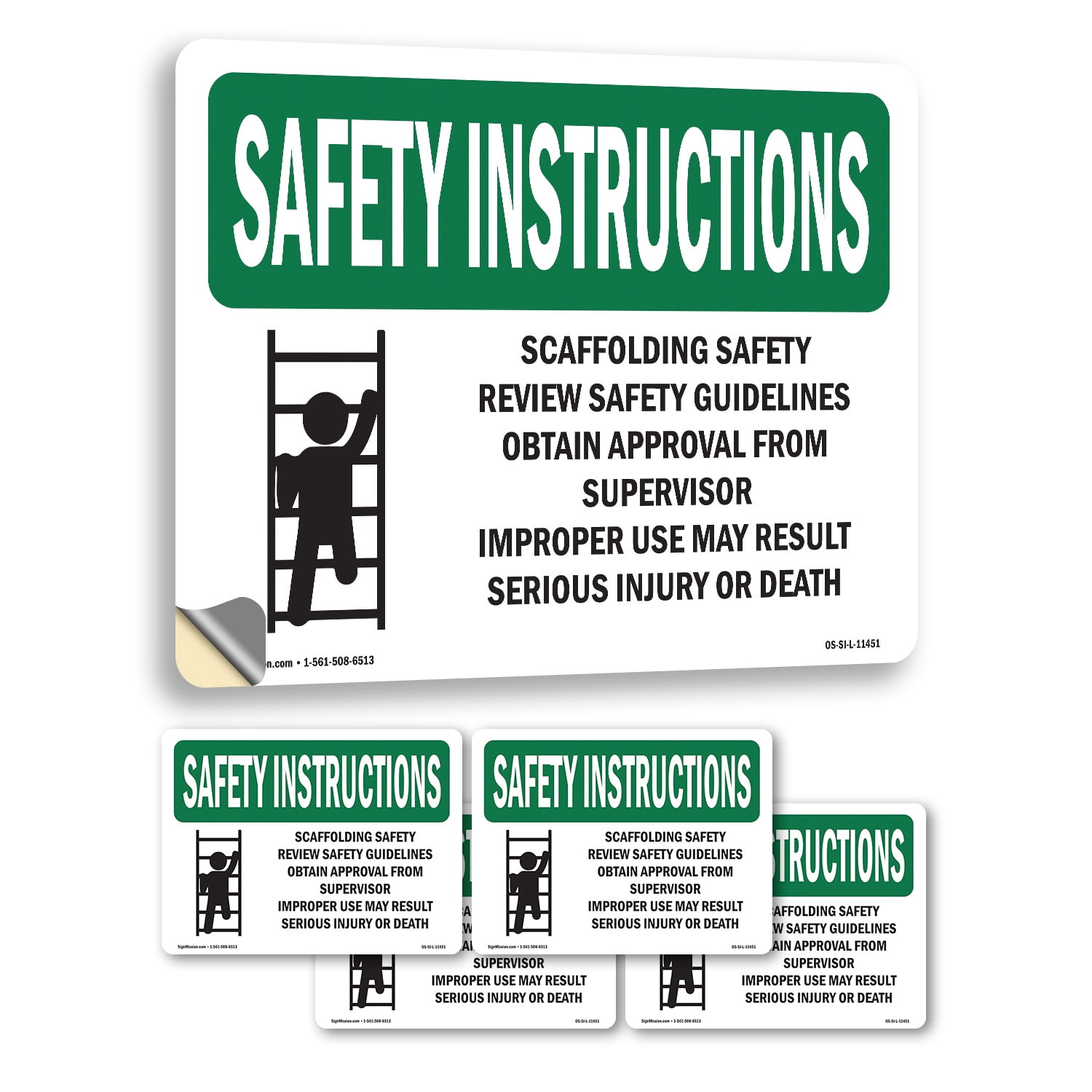 Scaffolding Safety Review With Symbol OSHA Safety Instructions Vinyl ...
