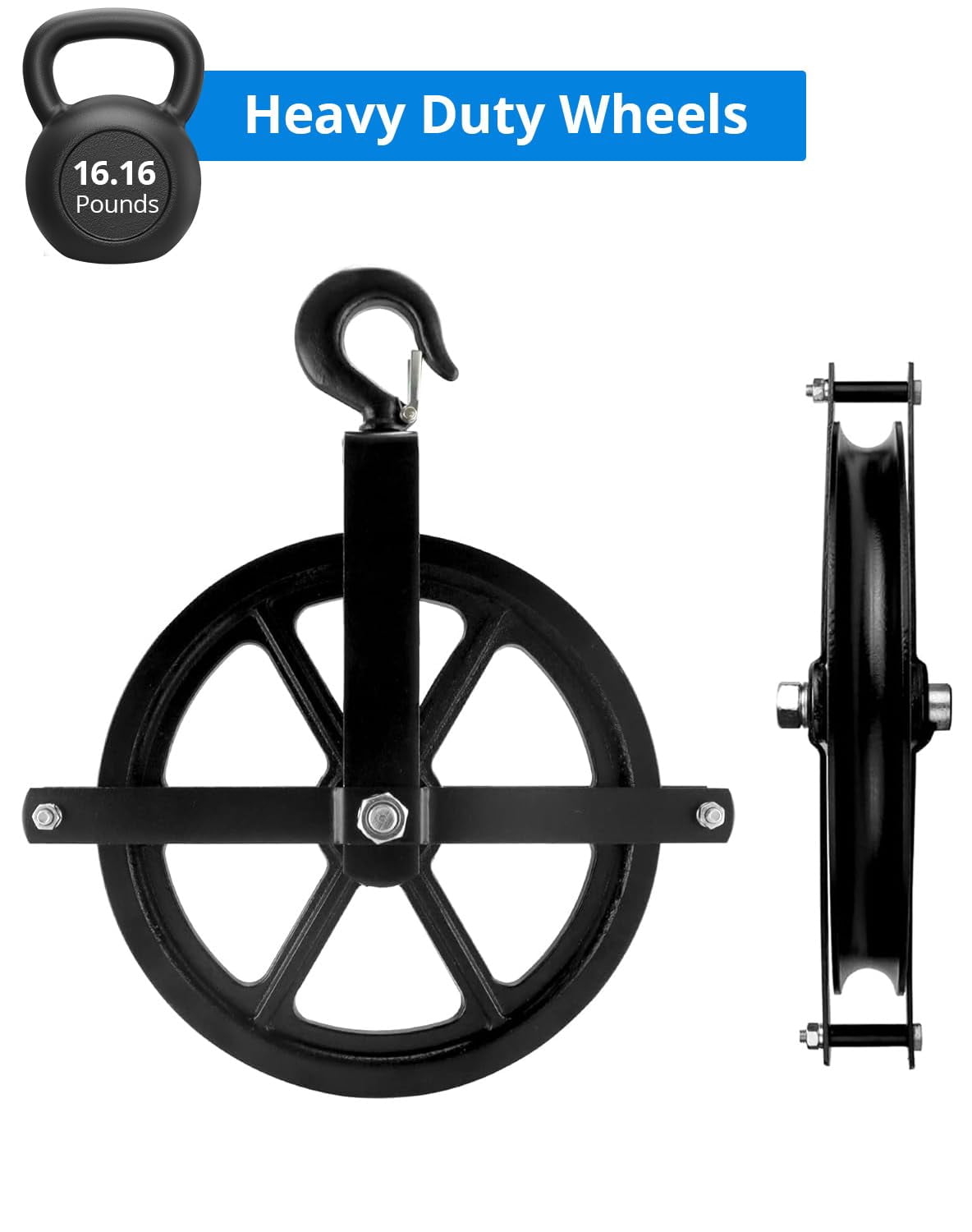 Scaffolding Wheels, 12" Aluminum Lifting Pulley, 1000 Lbs Ladder Hook ...