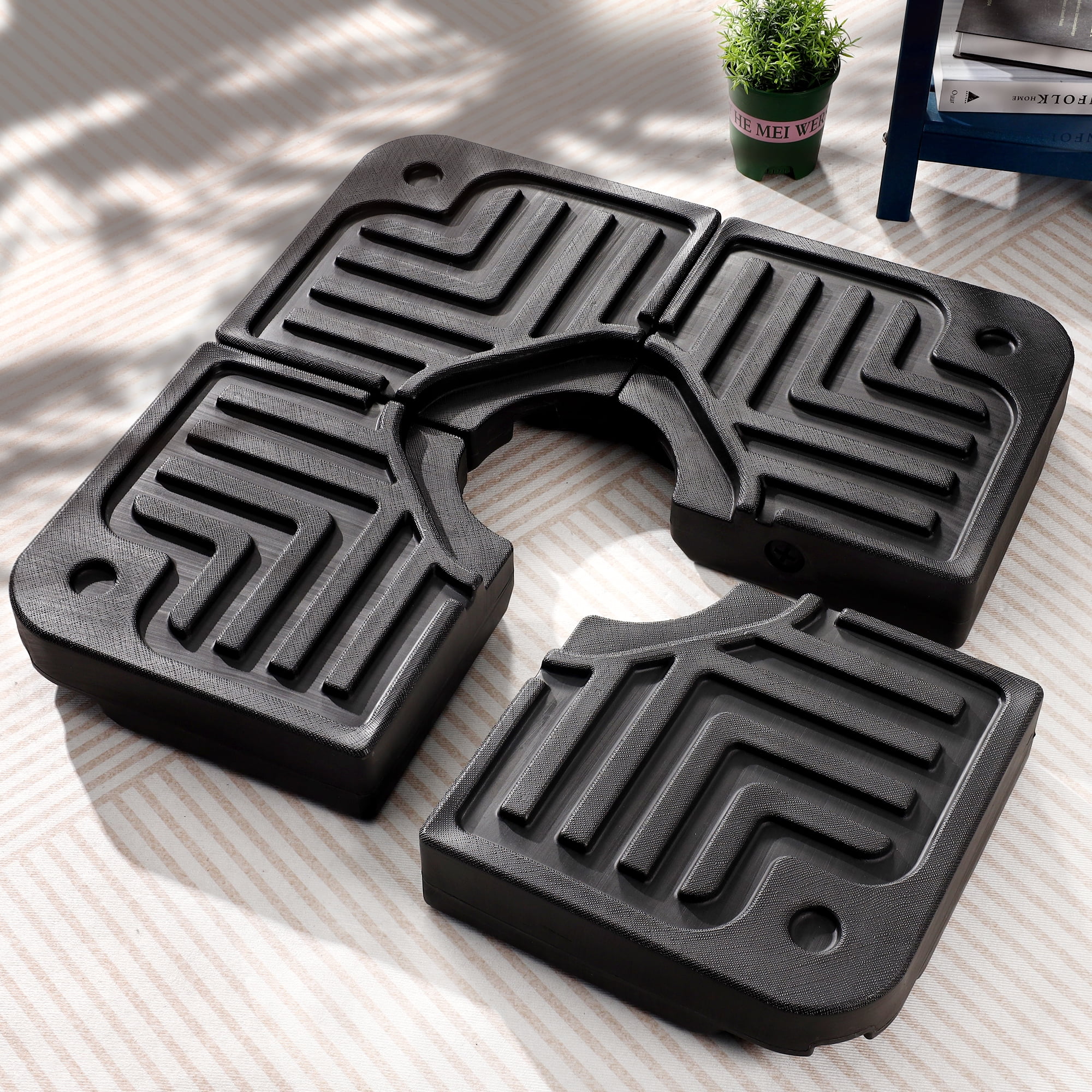 Scafild 4-Piece Patio Offset Umbrella Base Stand, 180 lbs Heavy-Duty ...