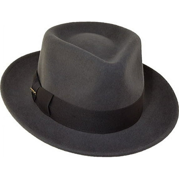 Scala Classico Men's Crushable Wool Felt Fedora (Grey, Medium ...