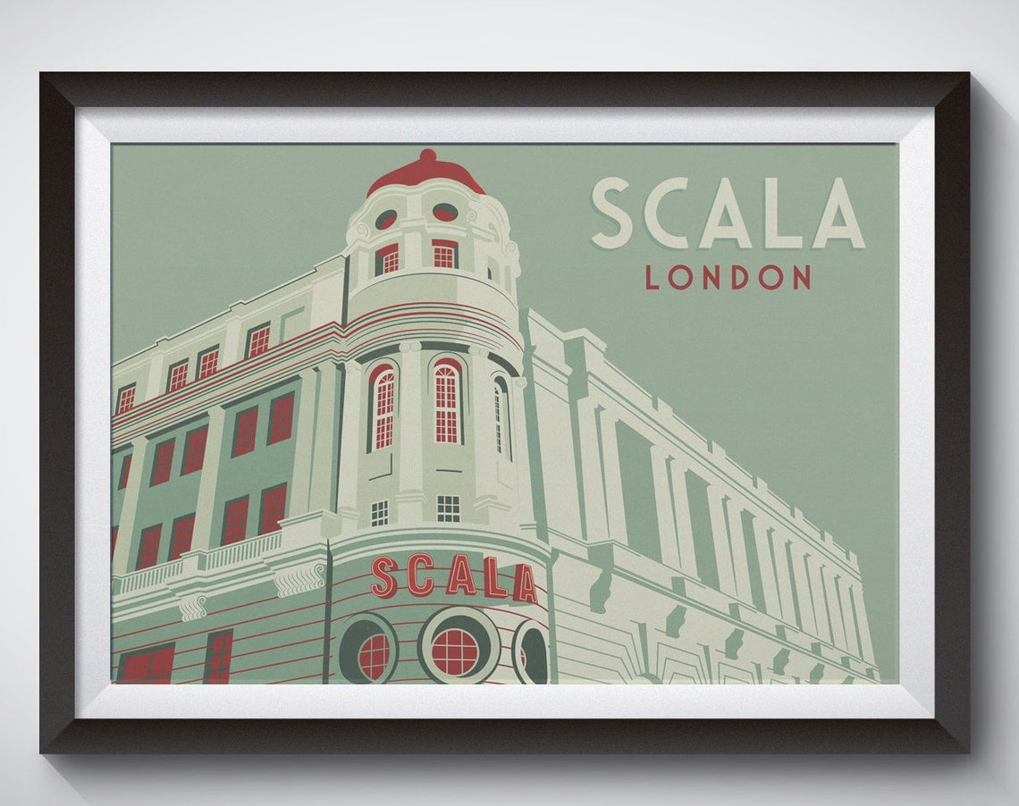 Scala London Poster, Art Deco Print, Kings Cross London, Pentonville ...