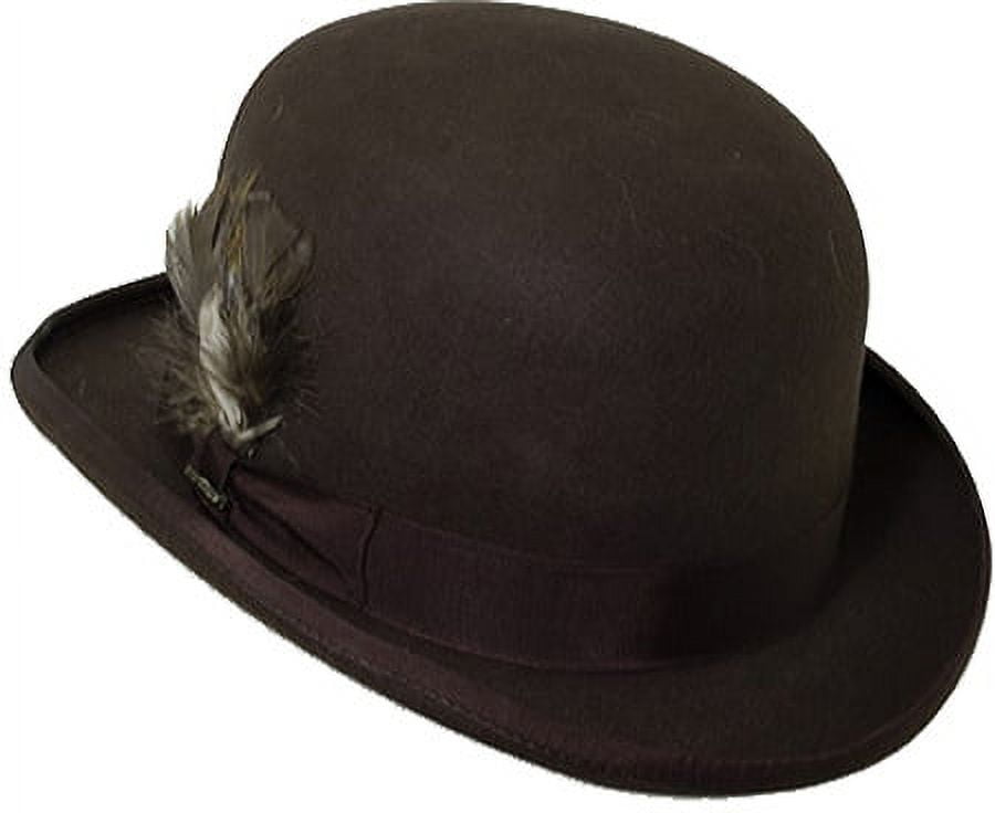 Scala Men's Furlong Wool Felt and Grosgrain Trim Derby Bowler Hat ...