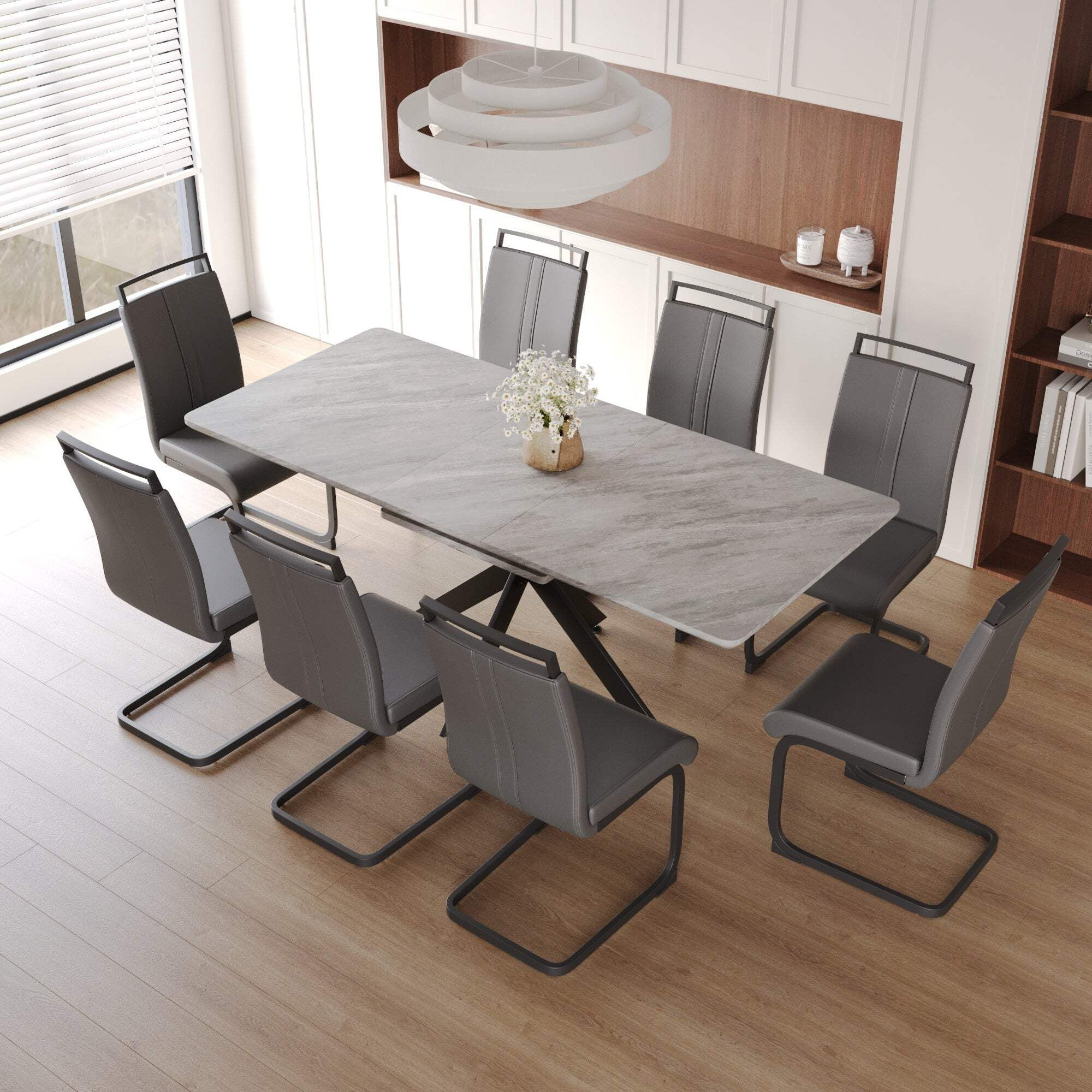 Scalable Dining Table Table Set For 6 8 Person For Dining Room,C Shaped ...