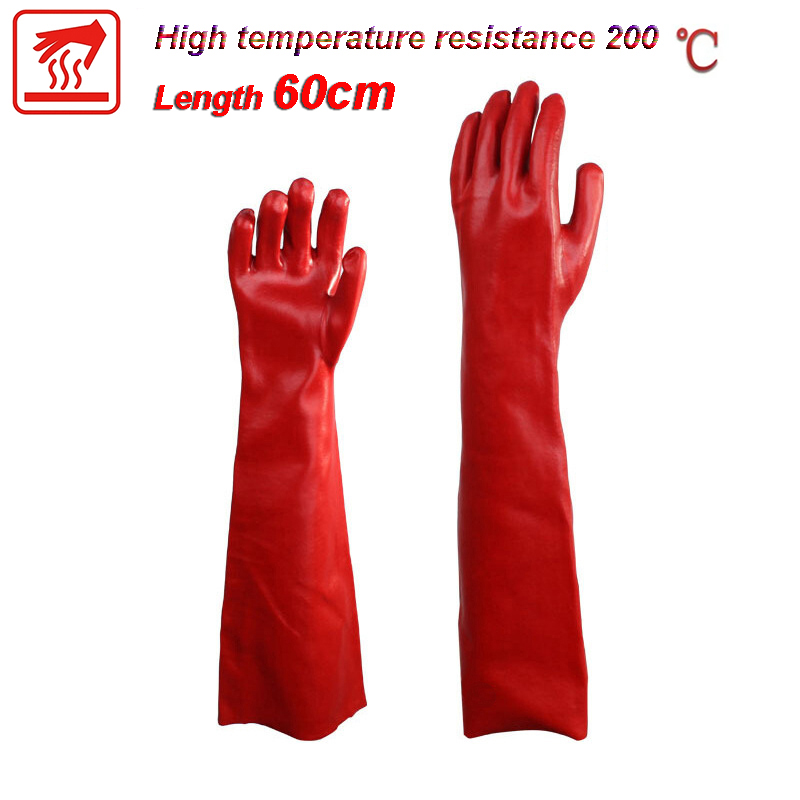 Scald prevention 200℃ Long 60CM Safety Gloves waterproof PVC Anti ...