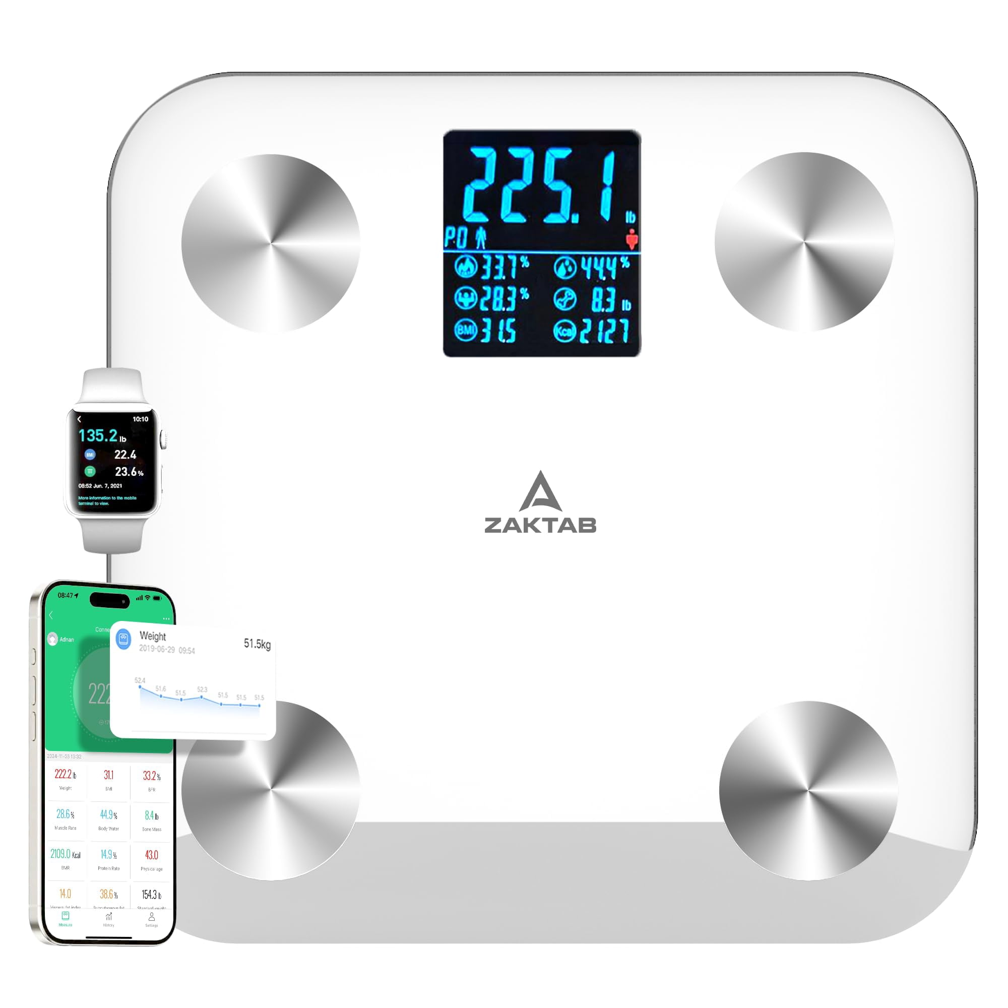 Scale for Body Weight, BMI, Body Fat, Muscle Water Weight - Digital ...