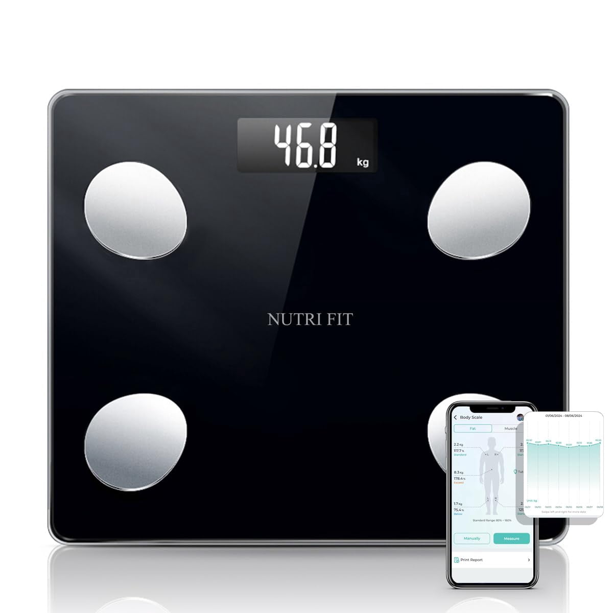 Scale for Body Weight Digital Bathroom Smart Scale with Bluetooth for ...