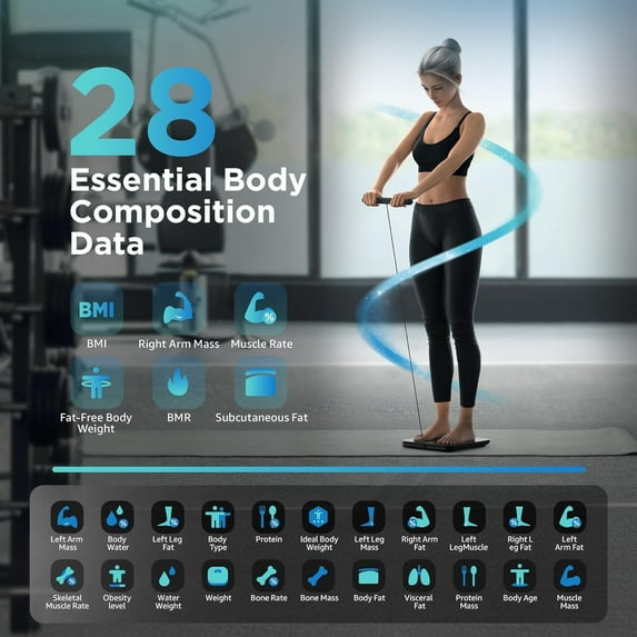 MY Scale for Body Weight and Fat Percentage, 8 Electrodes Larger Platform Digital Scale for BMI ...