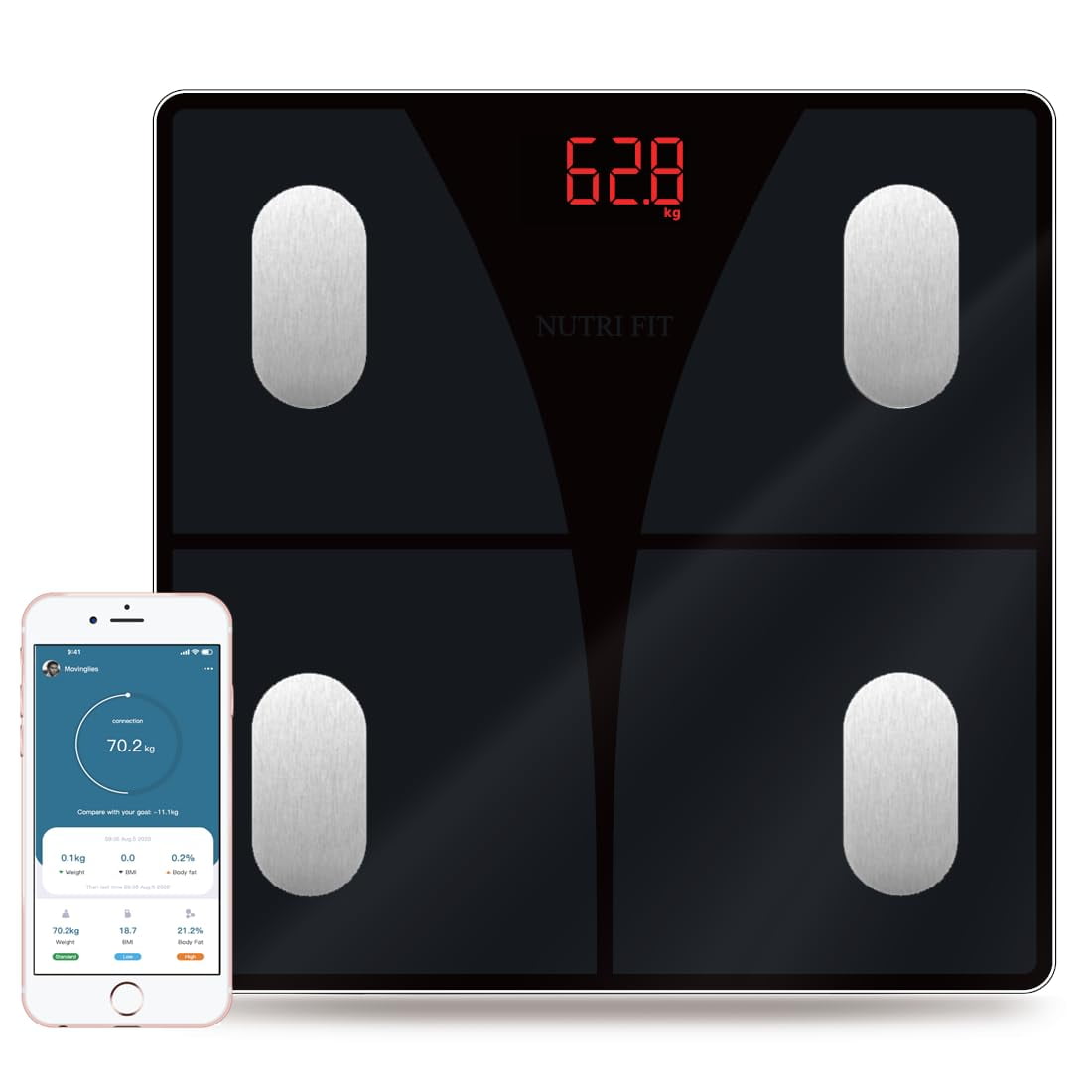 Scale for Body Weight and Fat Percentage, Digital Bathroom Smart ...
